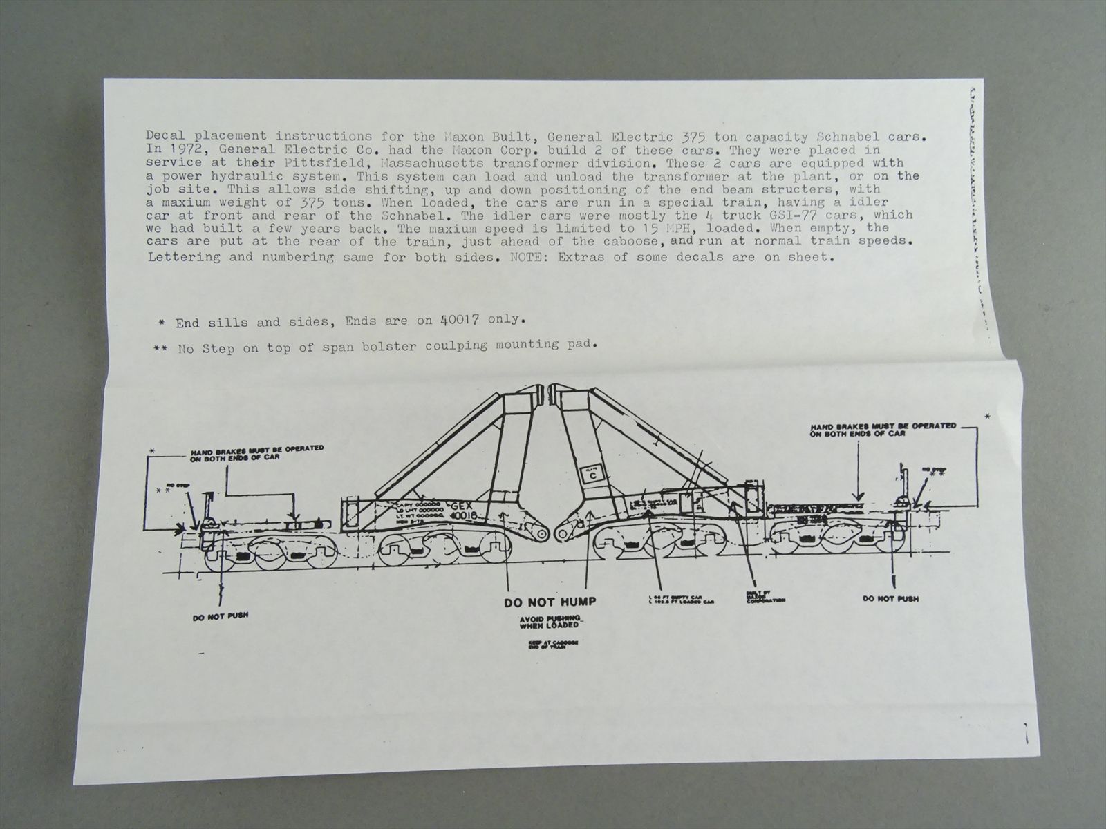 HO Brass Model - E&P GE General Electric 375 Ton Schnabel Car - F/P ...