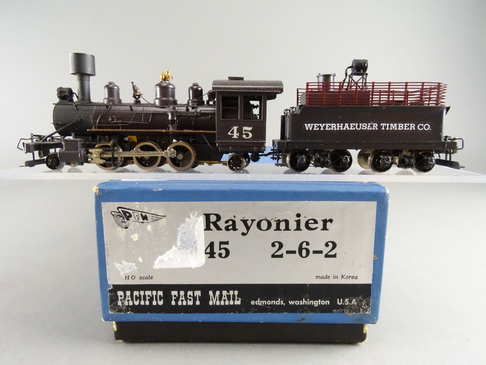 HO Brass Model - PFM Rayonier 2-6-2 Logging Loco #45 - Custom - Samhongsa