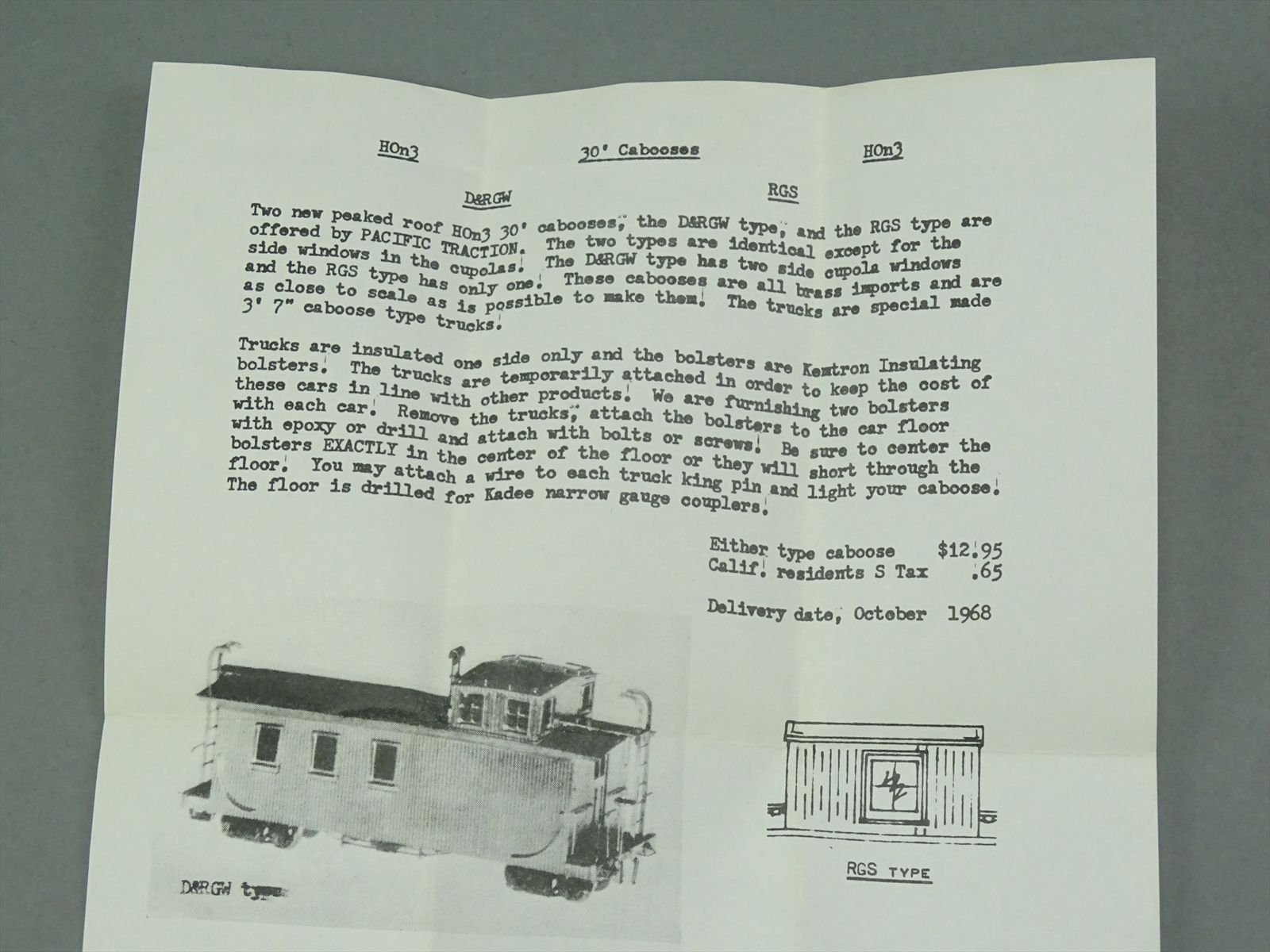 HOn3 Brass Model - Pacific Traction RGS Rio Grande Southern 30' Wood ...