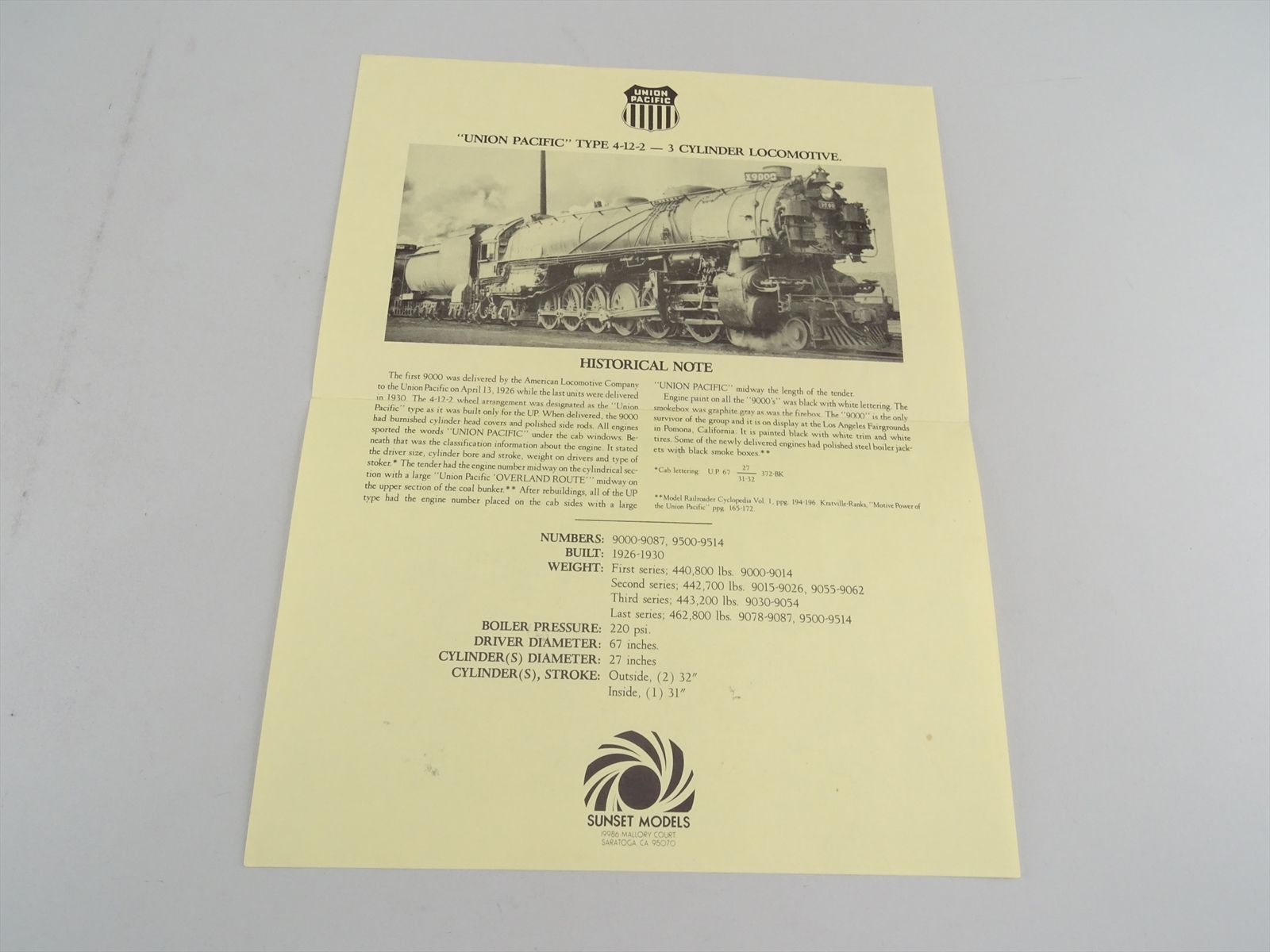 HO Brass Model - Sunset UP Union Pacific 4-12-2 #9078 - Custom ...
