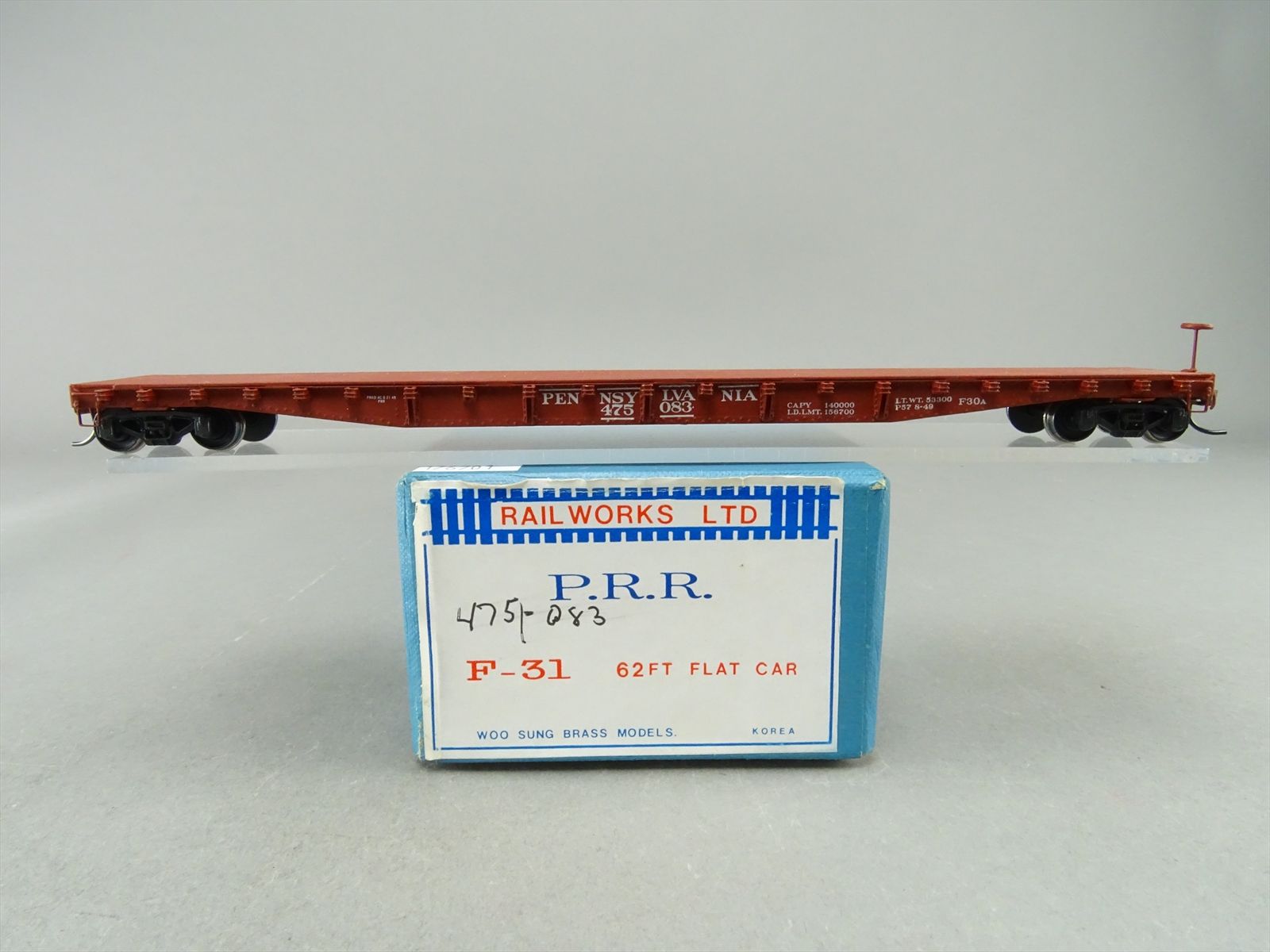HO Brass Model - Railworks PRR Pennsylvania F-31 62' Flat Car Flatcar ...