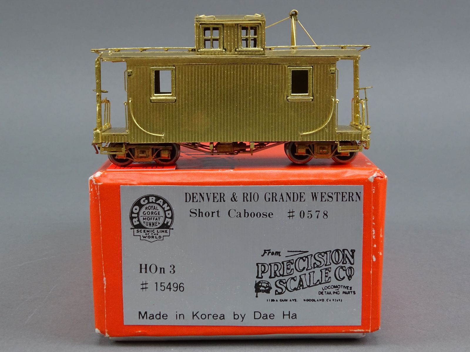 HOn3 Brass Model - PSC 15496 D&RGW Rio Grande Short Caboose #0578 - Unpainted