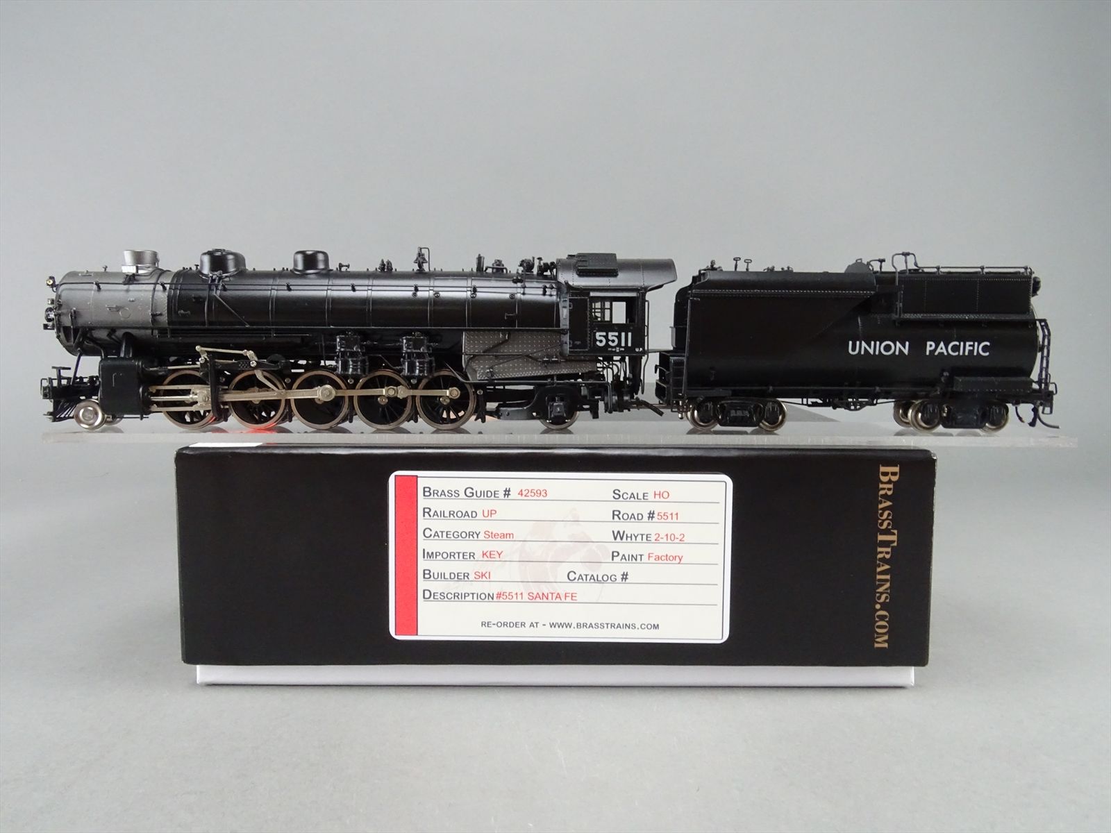 HO Brass Model - Key SKI UP Union Pacific 2-10-2 Santa Fe #5511 Oil ...