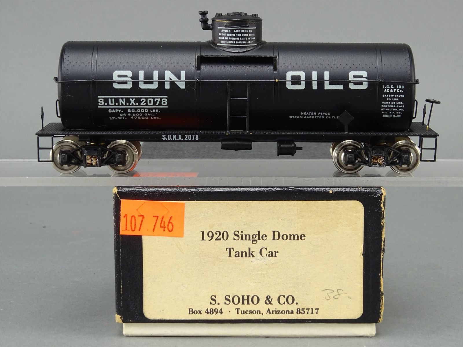 HO Brass Model - Soho 1920 Single Dome Tank Car - Custom + Sun Oils ...