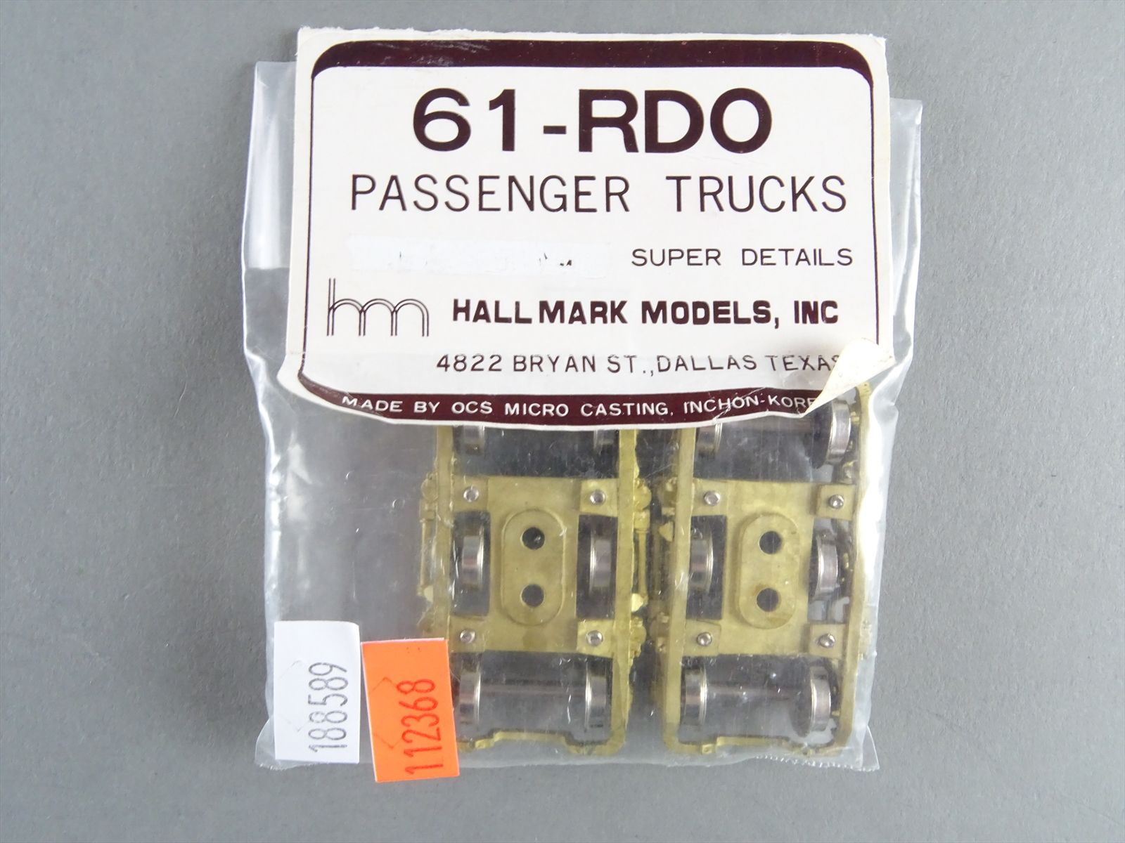 HO Scale Brass Train Part - Hallmark Models 61-RDO Passenger Trucks ...