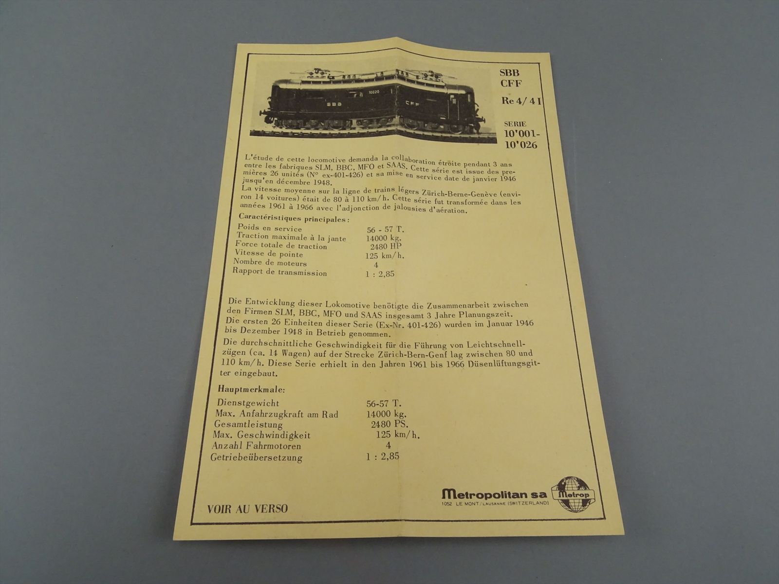HO Brass Model - Metropolitan Switzerland 714 CFF Swiss Federal ...
