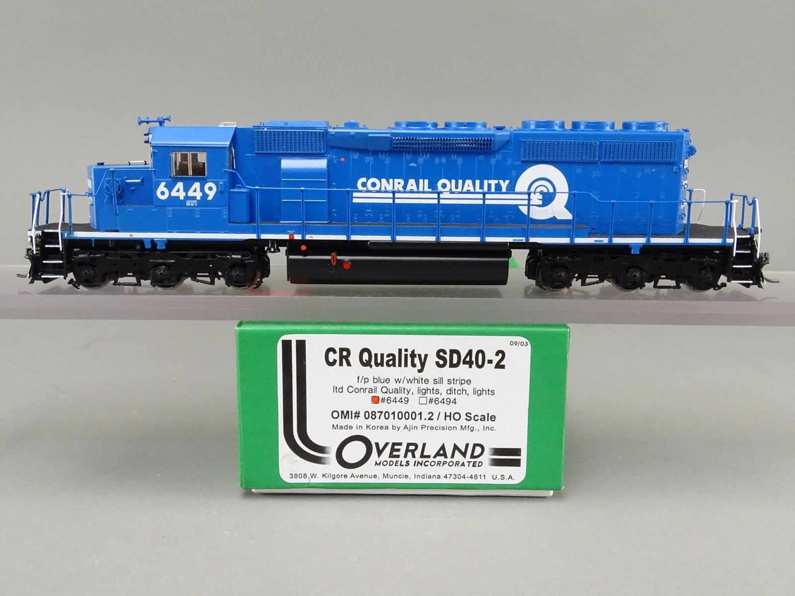 HO Brass Model - OMI 087010001.2 CR Conrail Quality SD40-2 Blue / White #6449 - F/P - 2003 Run ...