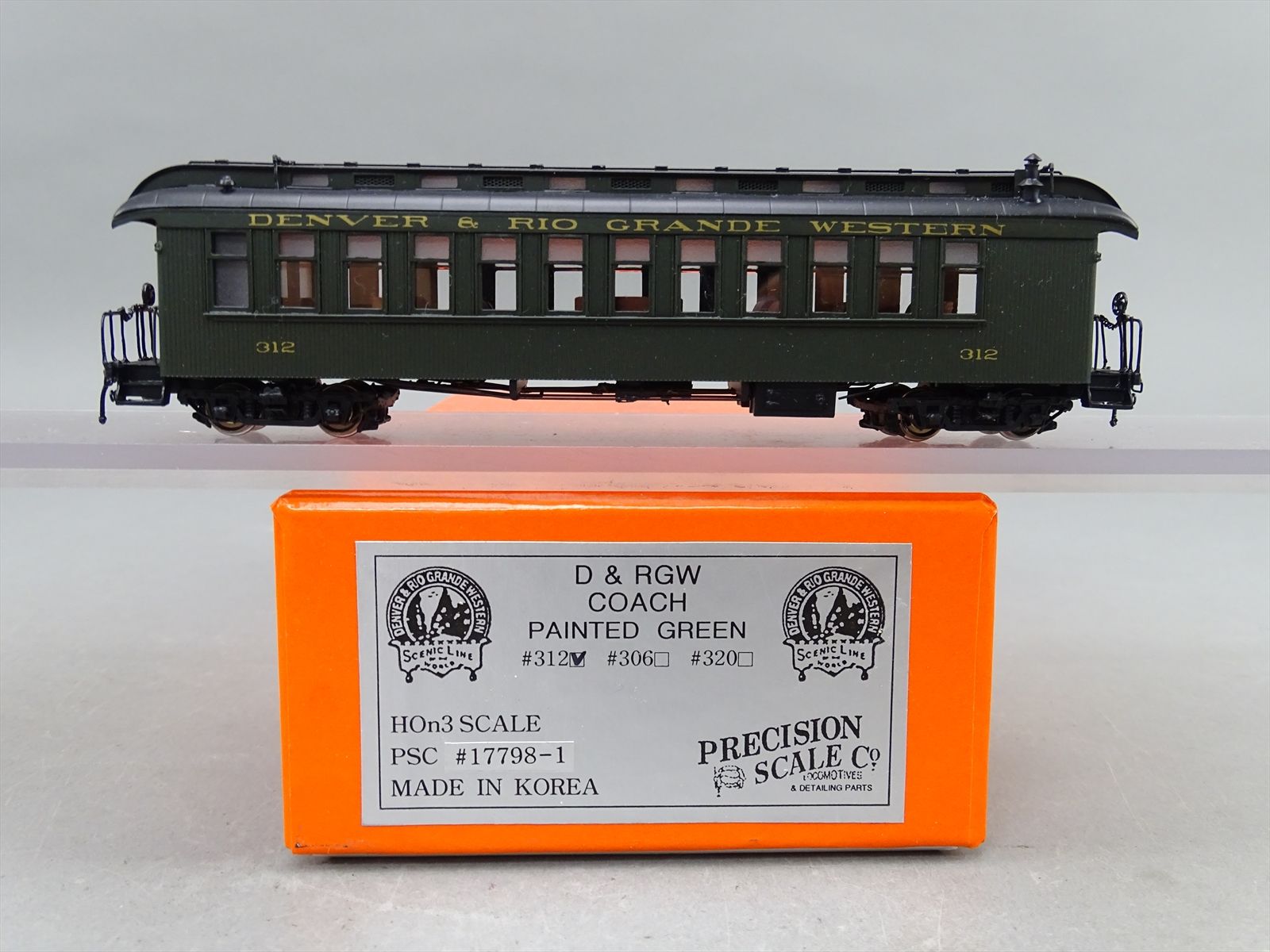 HOn3 Brass Model - PSC 17798-1 D&RGW Rio Grande Coach Green #312 - F/P ...