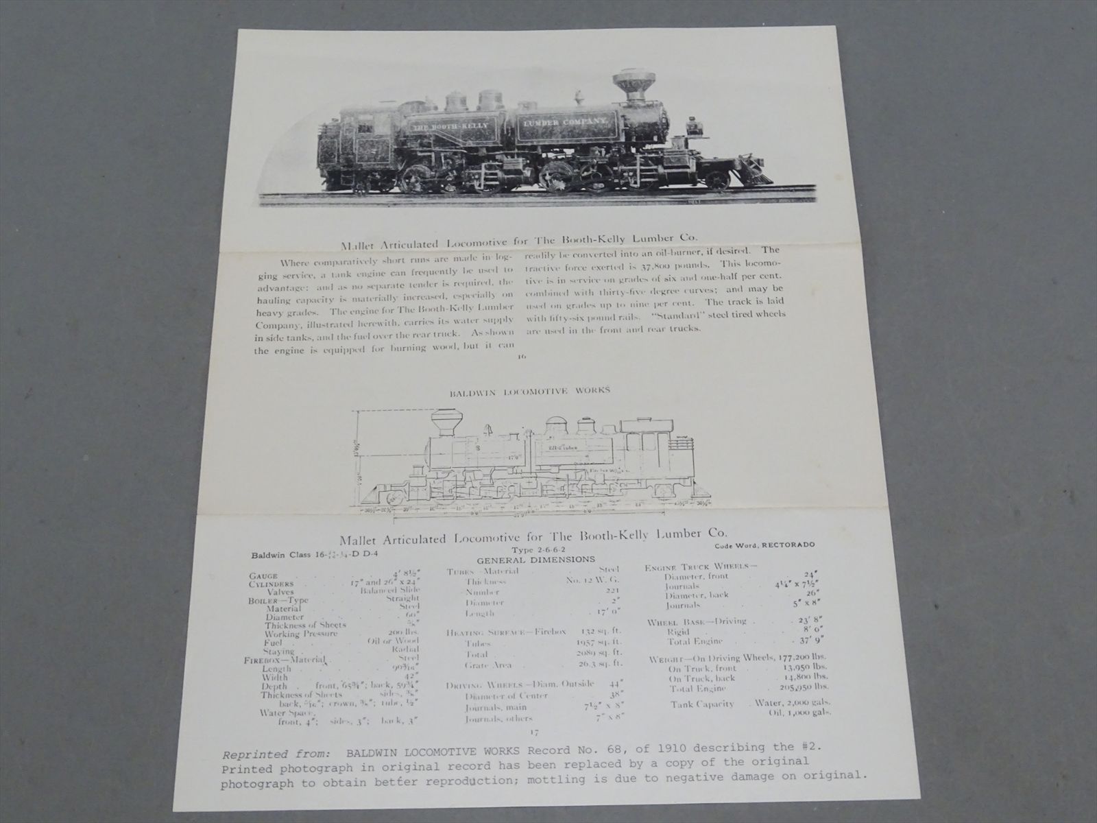 HO Brass Model - NWSL Booth Kelly 2-6-6-2T First Tank Logging Mallet #2 ...