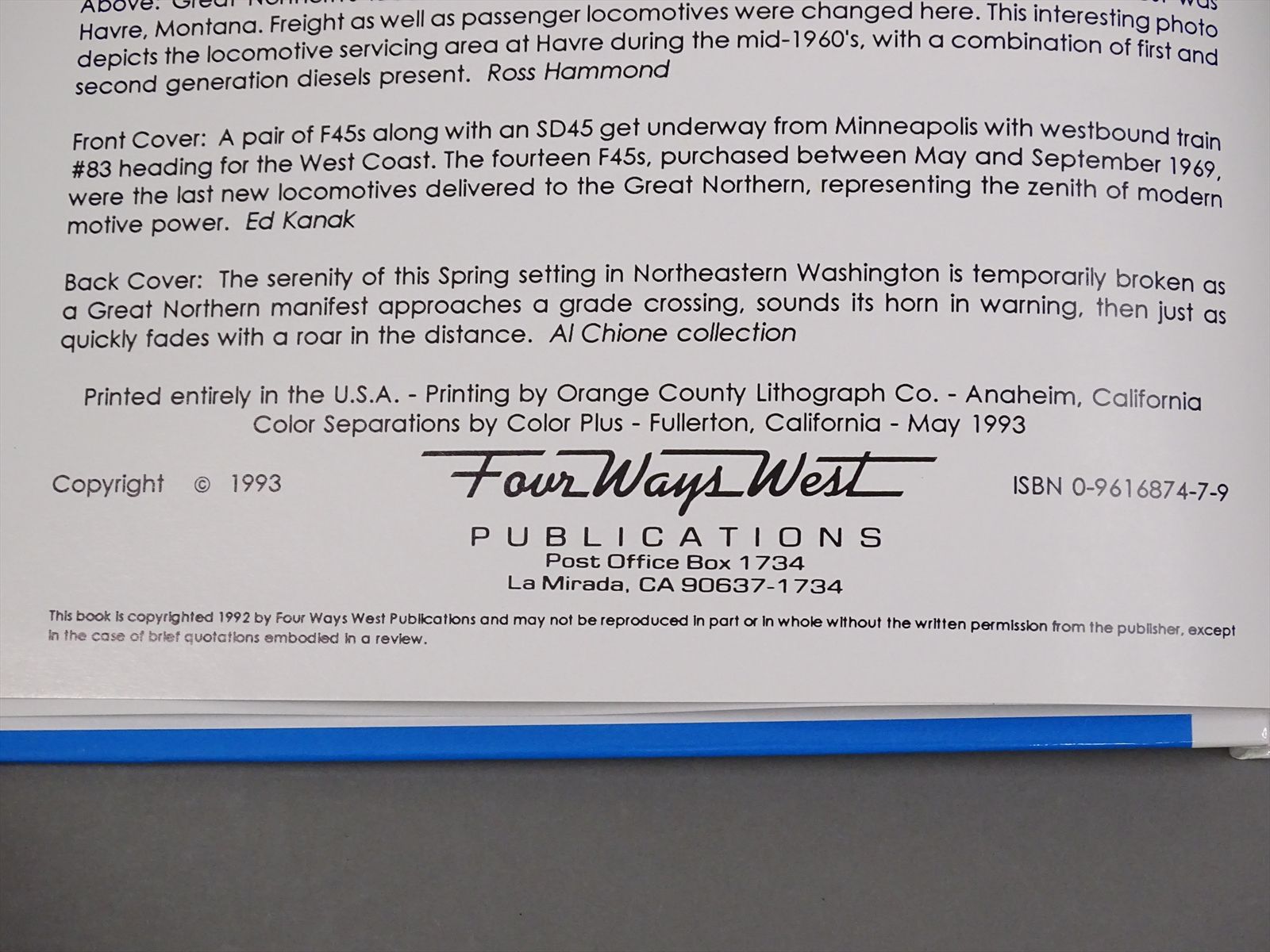 Railroad Book - Great Northern Color Pictorial Vol. 2 - Joseph W. Shine ...