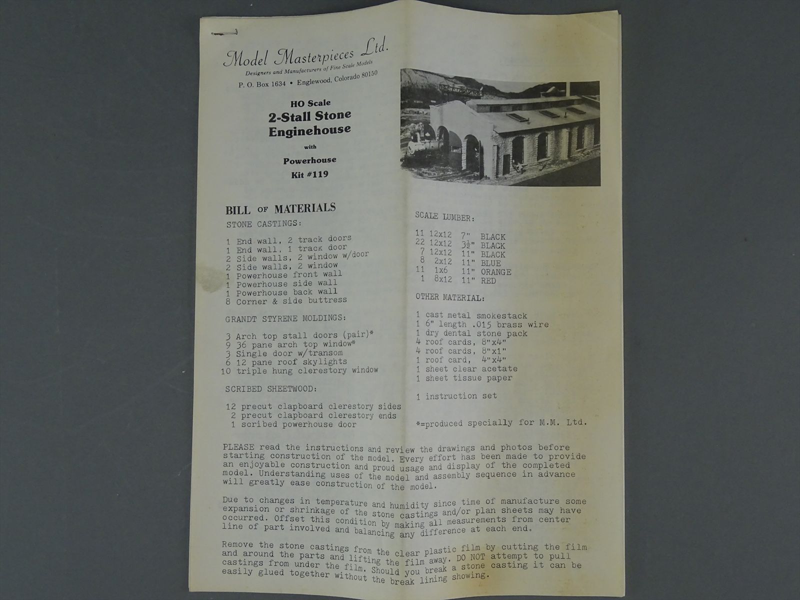 HO Craftsman Kit - Model Masterpieces Kit 119 2-Stall Stone Enginehouse ...