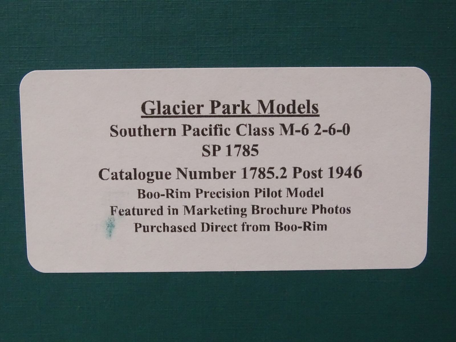 O Brass Model - GPM 1785.2 SP Southern Pacific M-6 2-6-0 #1785 - F/P ...