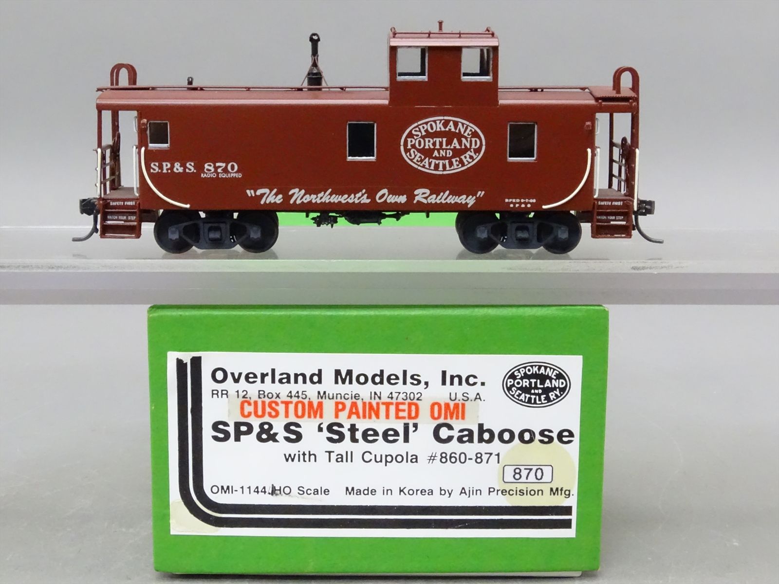 HO Brass Model - OMI 1144.1 SP&S Spokane Portland & Seattle Tall Cupola Steel Caboose #870 - F/P ...