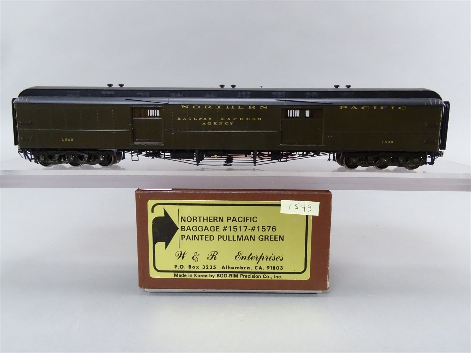 HO Brass Model - W&R NP Northern Pacific Pullman Green Baggage #1543 - F/P - 1999 Run - Boo-Rim