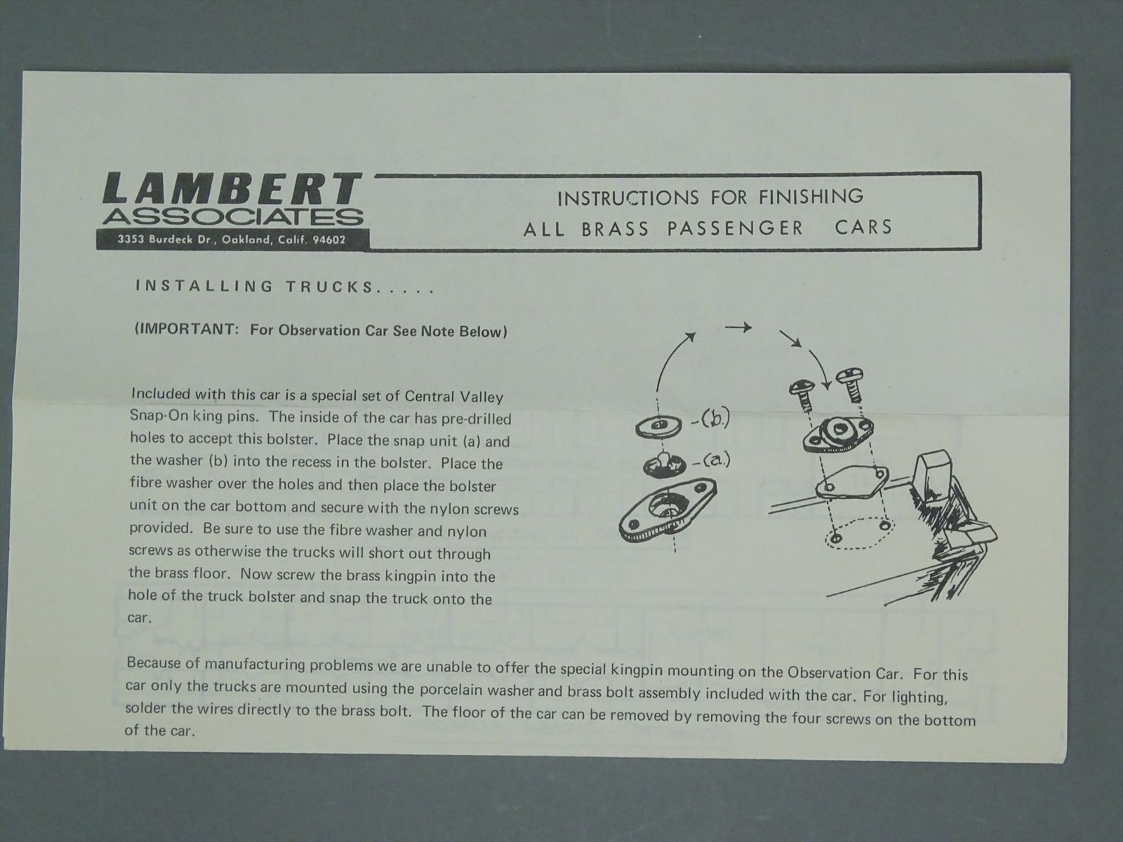 HO Brass Model - Lambert 800 AT&SF Santa Fe Observation Car HW ...