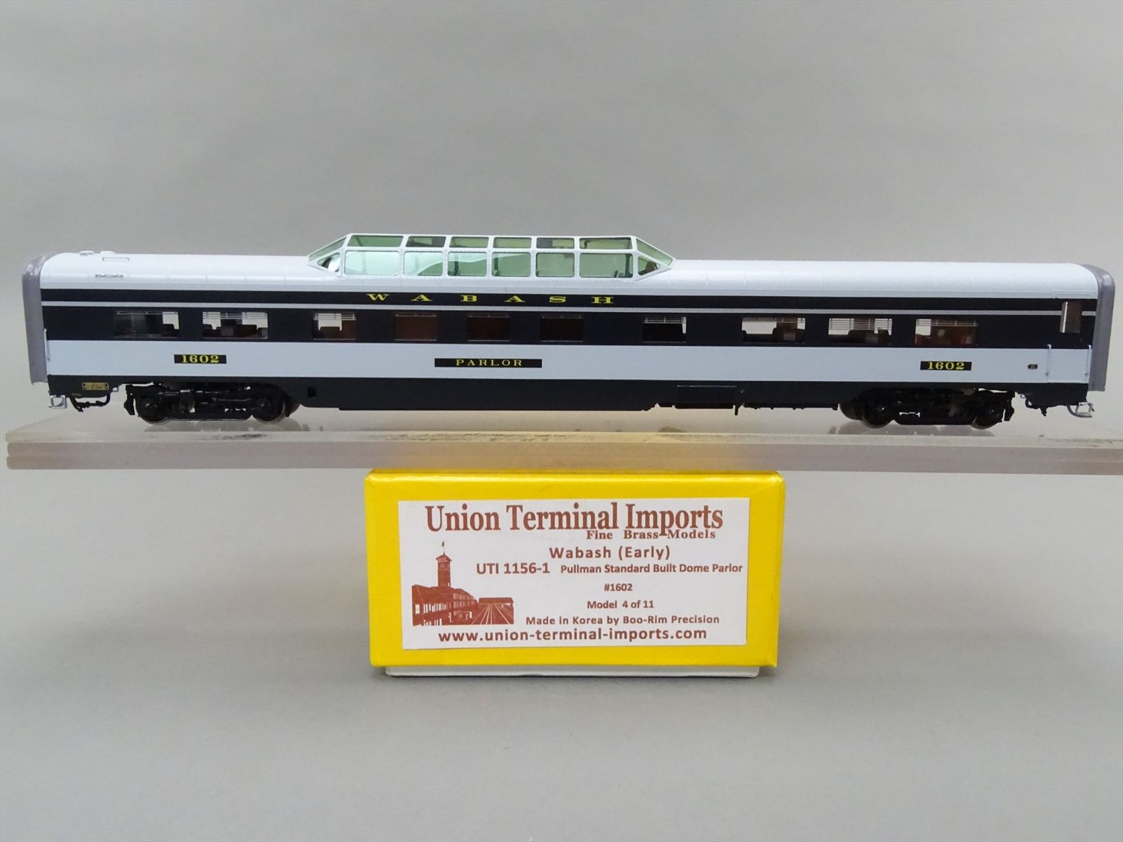 HO Brass Model - UTI 1156-1 WAB Wabash Early Pullman Dome Parlor #1602 - F/P + Interior + Lights ...