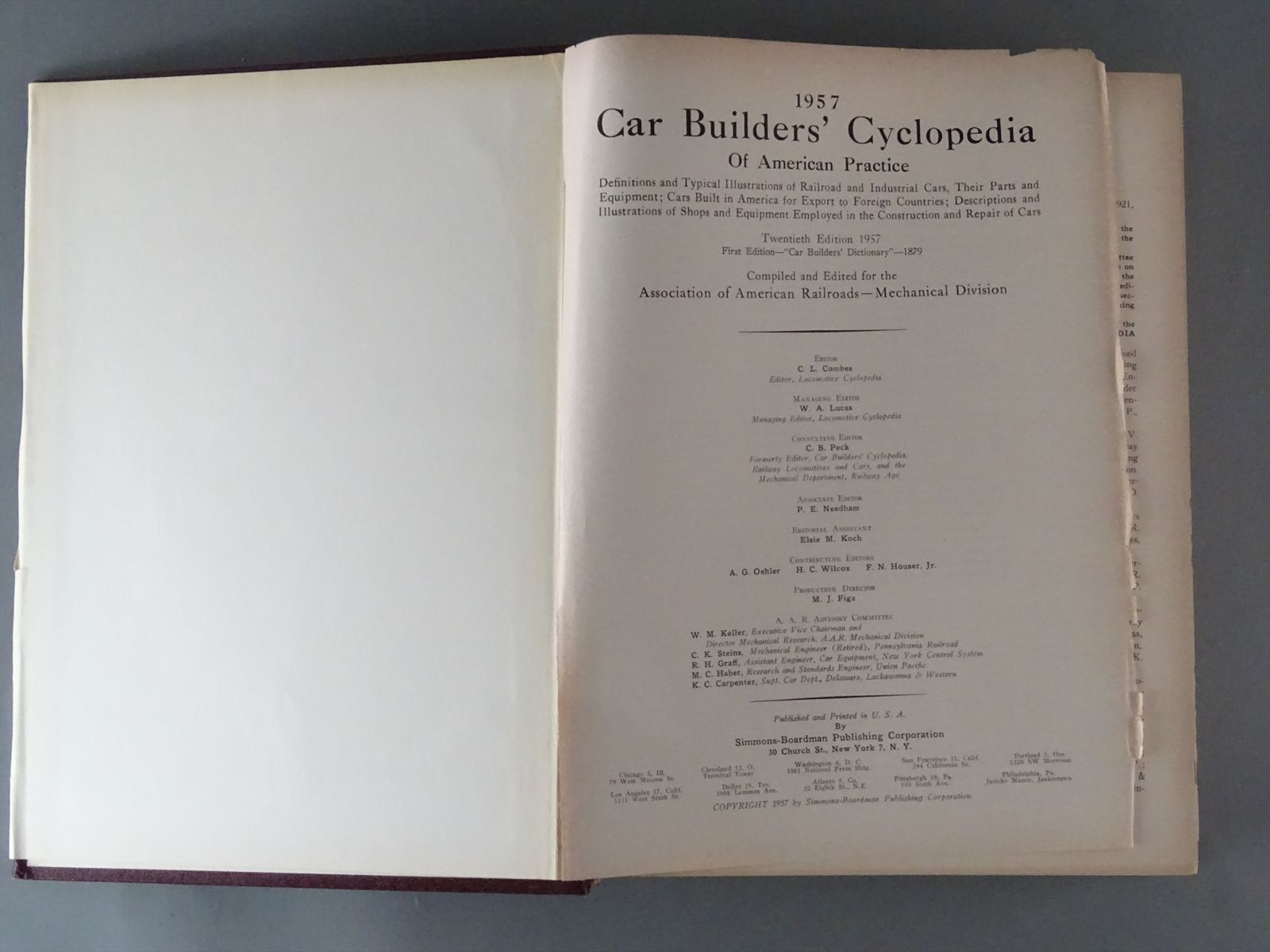 Railroad Book - Car Builders' Cyclopedia 20th Edition 1957 - 1114 pages