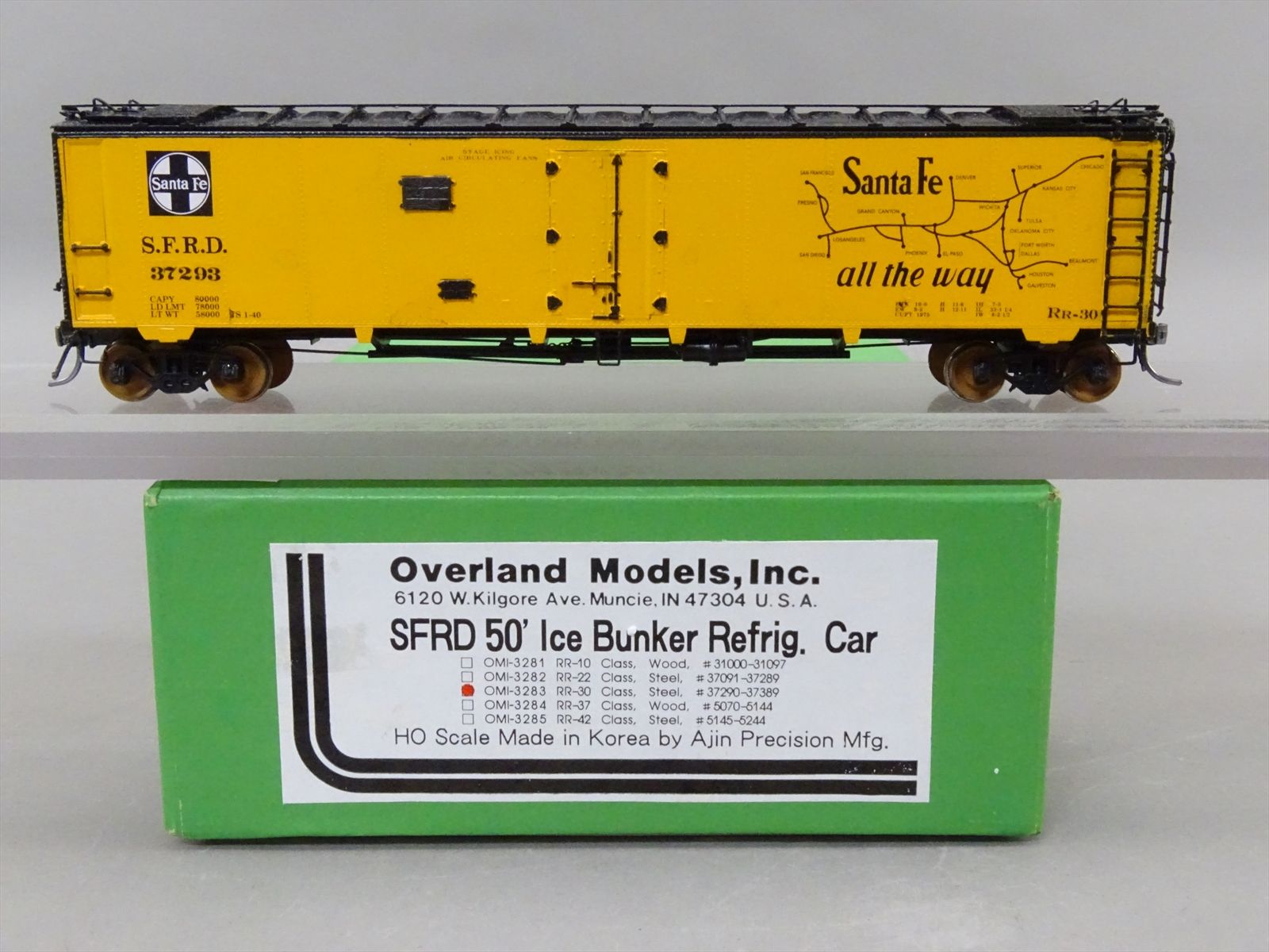 HO Brass Model - OMI 3283 SFRD Santa Fe RR-30 50' Ice Bunker Reefer Refrigerator Car #37293 ...