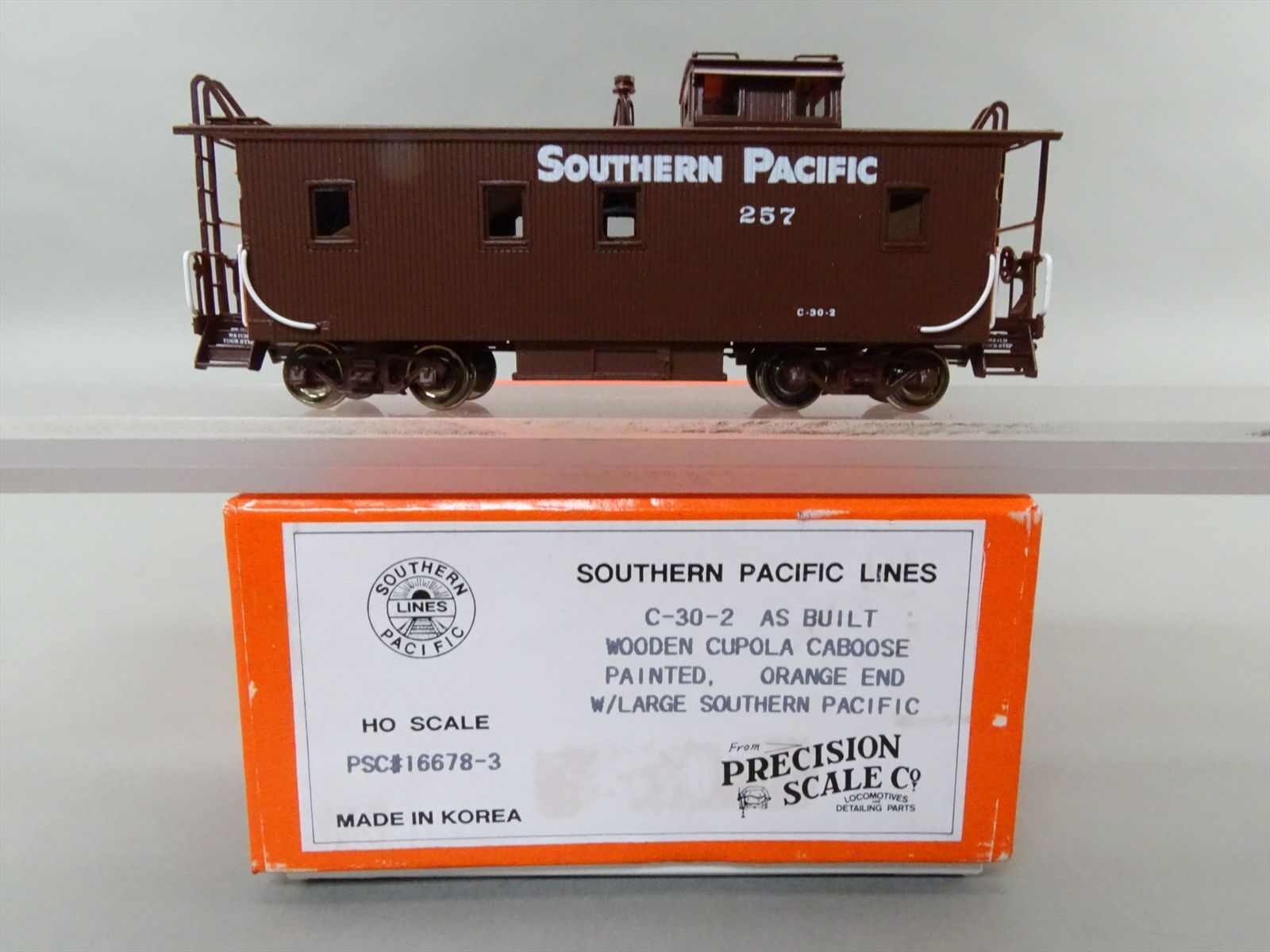 HO Brass Model - PSC 16678-3 SP Southern Pacific C-30-2 Caboose Wood #257 - F/P - 1995 Run ...