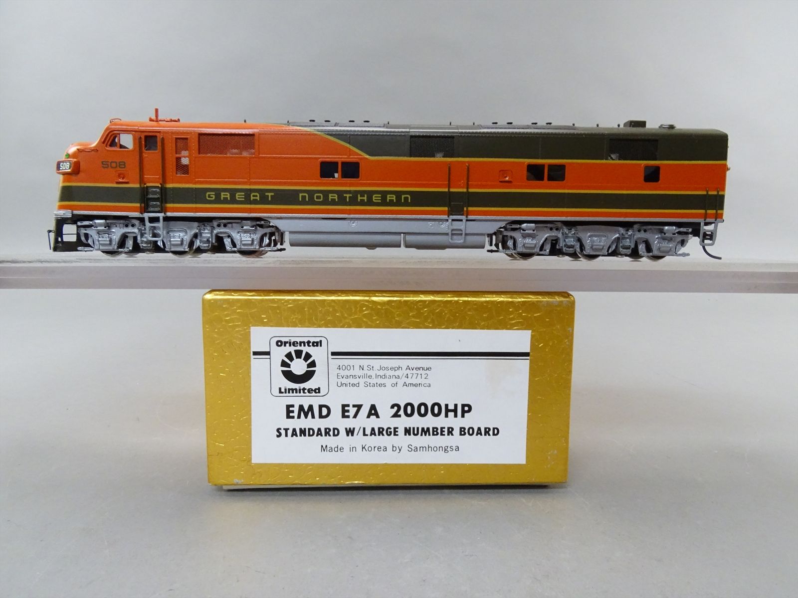 HO Brass Model - Oriental GN Great Northern EMD E7 E7A 2000HP Phase 1 Diesel #508 - Large Number ...