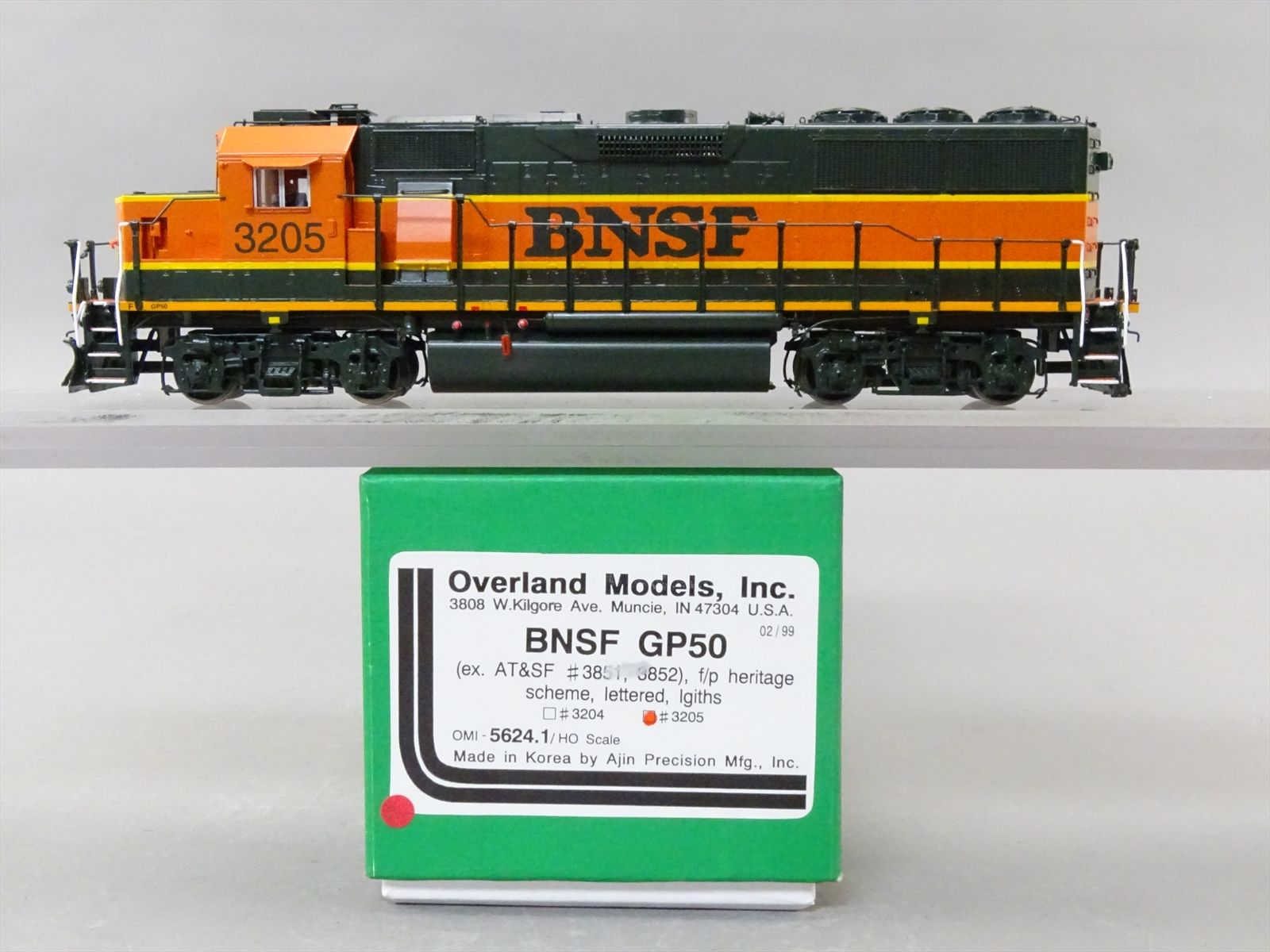 HO Brass Model - OMI 5624.1 BNSF Burlington Northern Santa Fe GP50 #3205 - F/P - 1999 Run