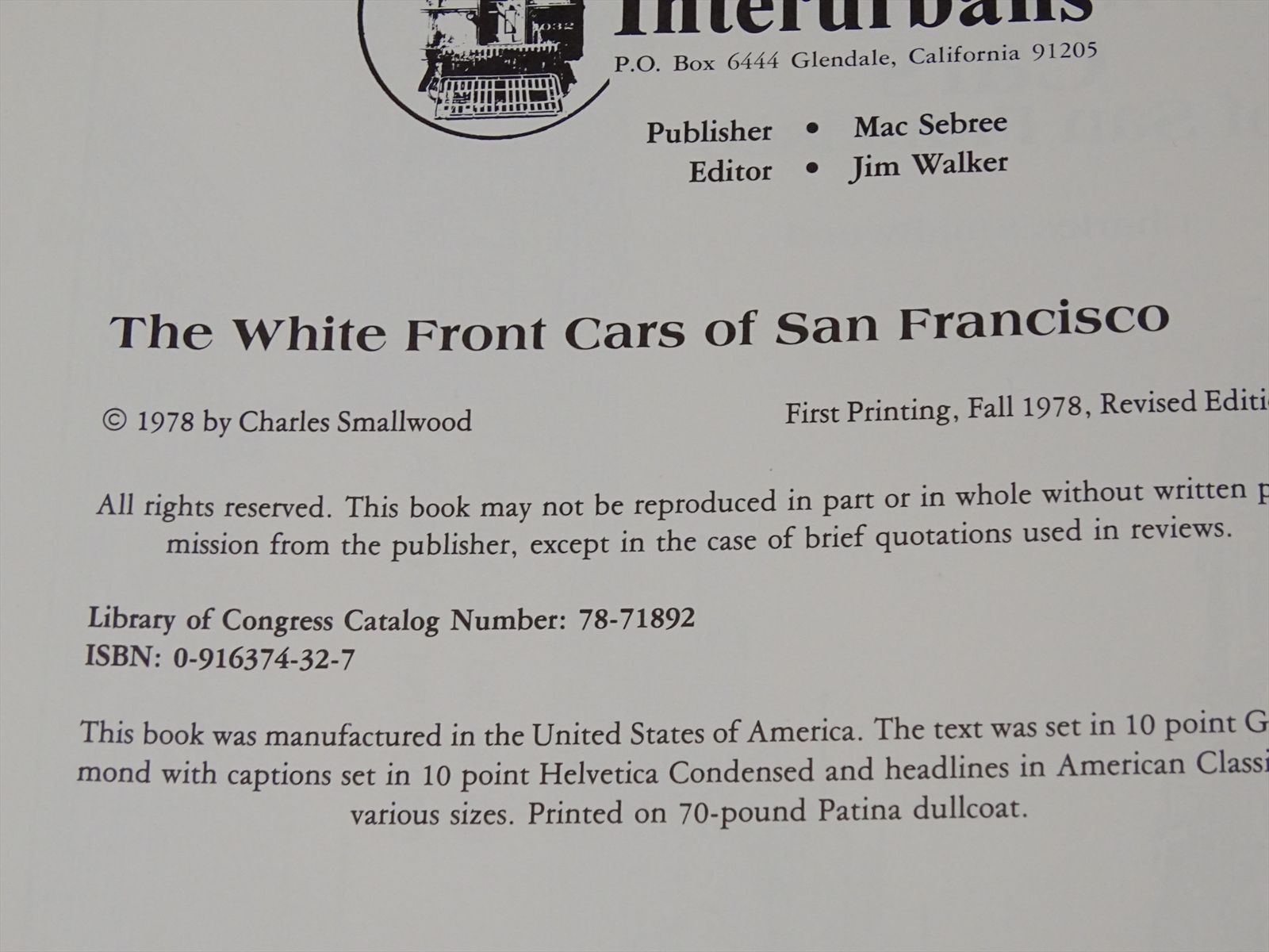 Railroad Book - The White Front Cars of San Francisco (Revised ...