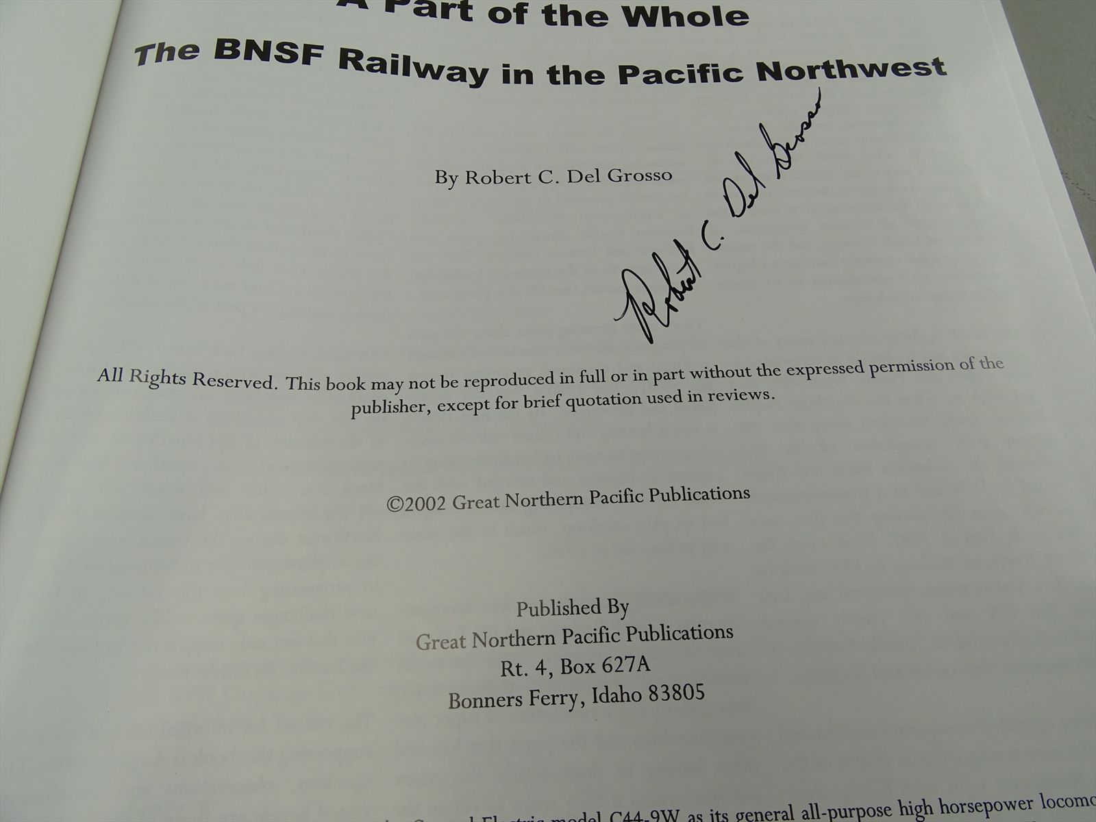 Railroad Book - BNSF Northwest - Robert Del Grosso - SIGNED