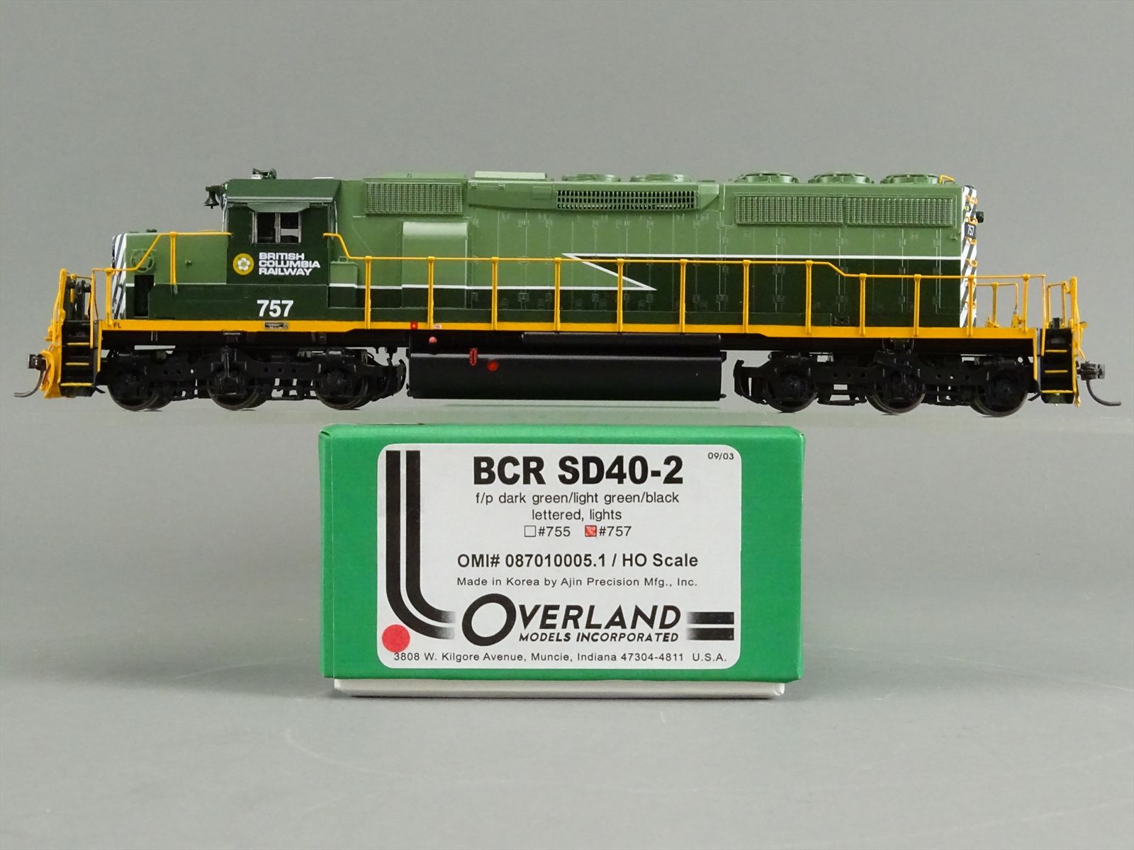 HO Brass Model - OMI 087010005.1 BCR British Columbia Railway SD40-2 #757 - F/P - 2003 Run ...