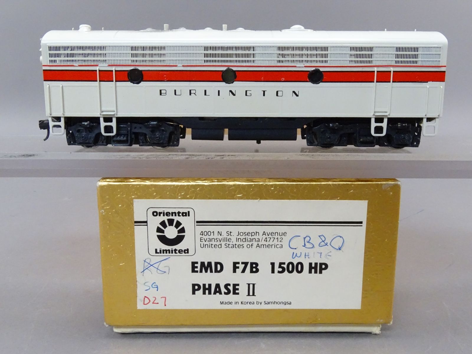 HO Brass Model - Oriental 0703 CB&Q Burlington EMD F7 F7B 1500HP Phase II White - Custom + Fair ...