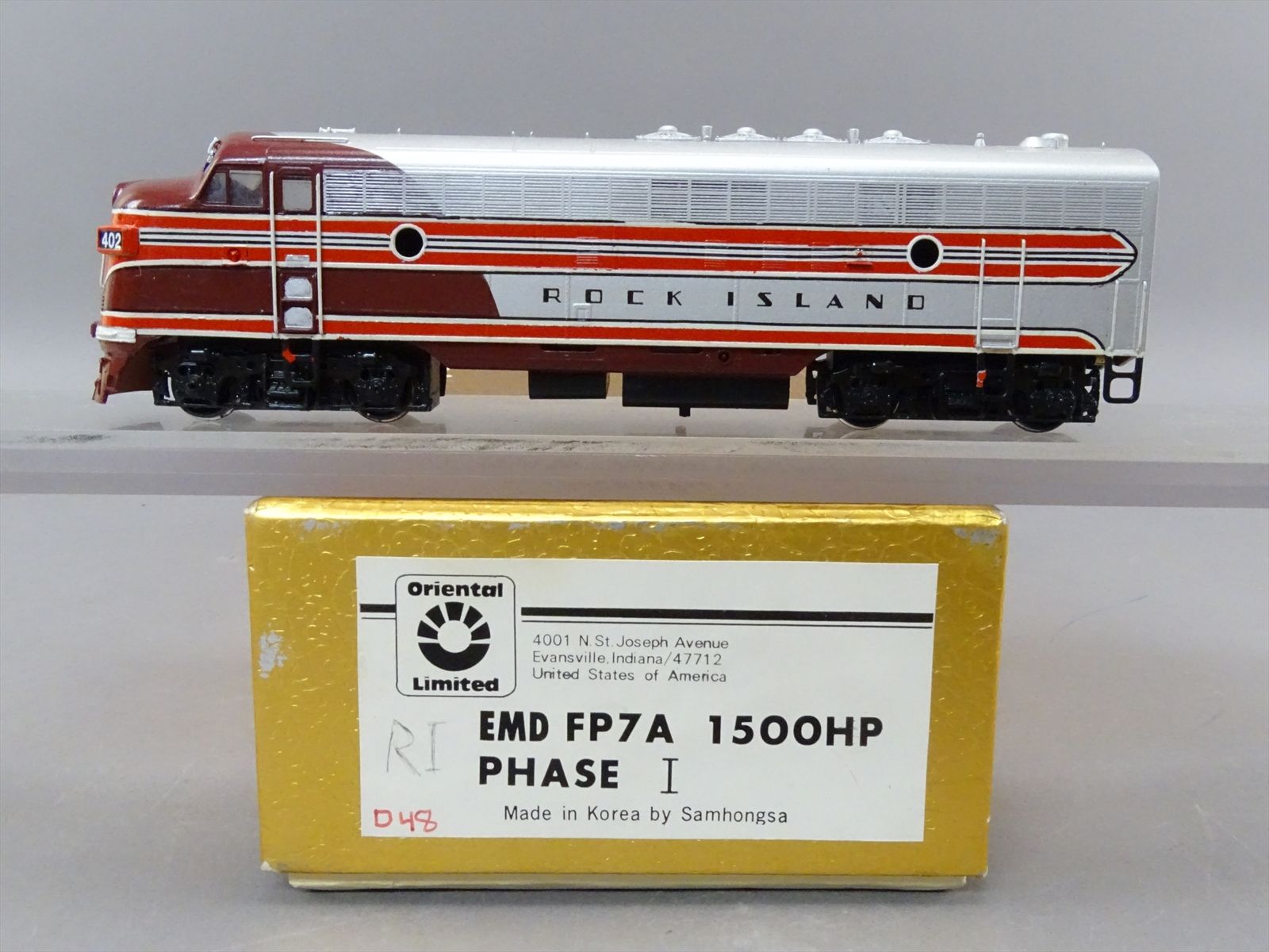 HO Brass Model - Oriental CRI&P RO Rock Island FP7 FP7A Phase I #402 - Fair Custom - 1986 Run ...