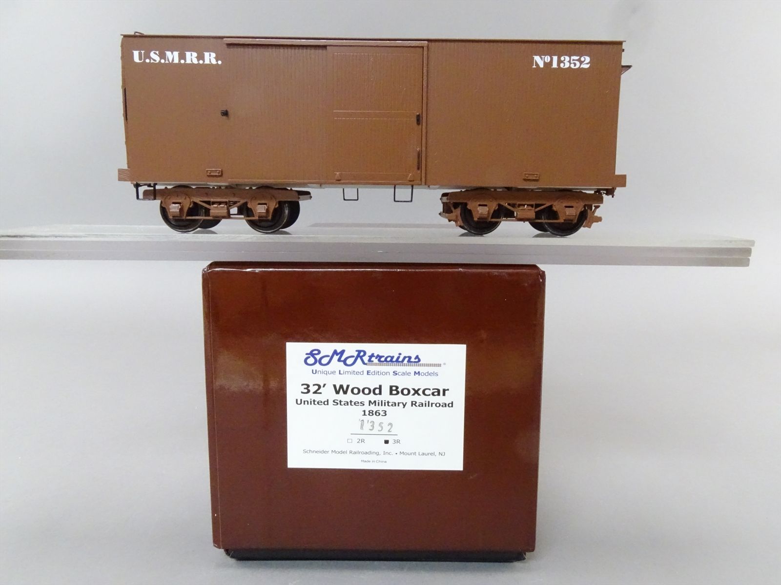 O 3-Rail Brass Model - SMR USMRR US Military 32' Boxcar 1863 Era #1352 ...