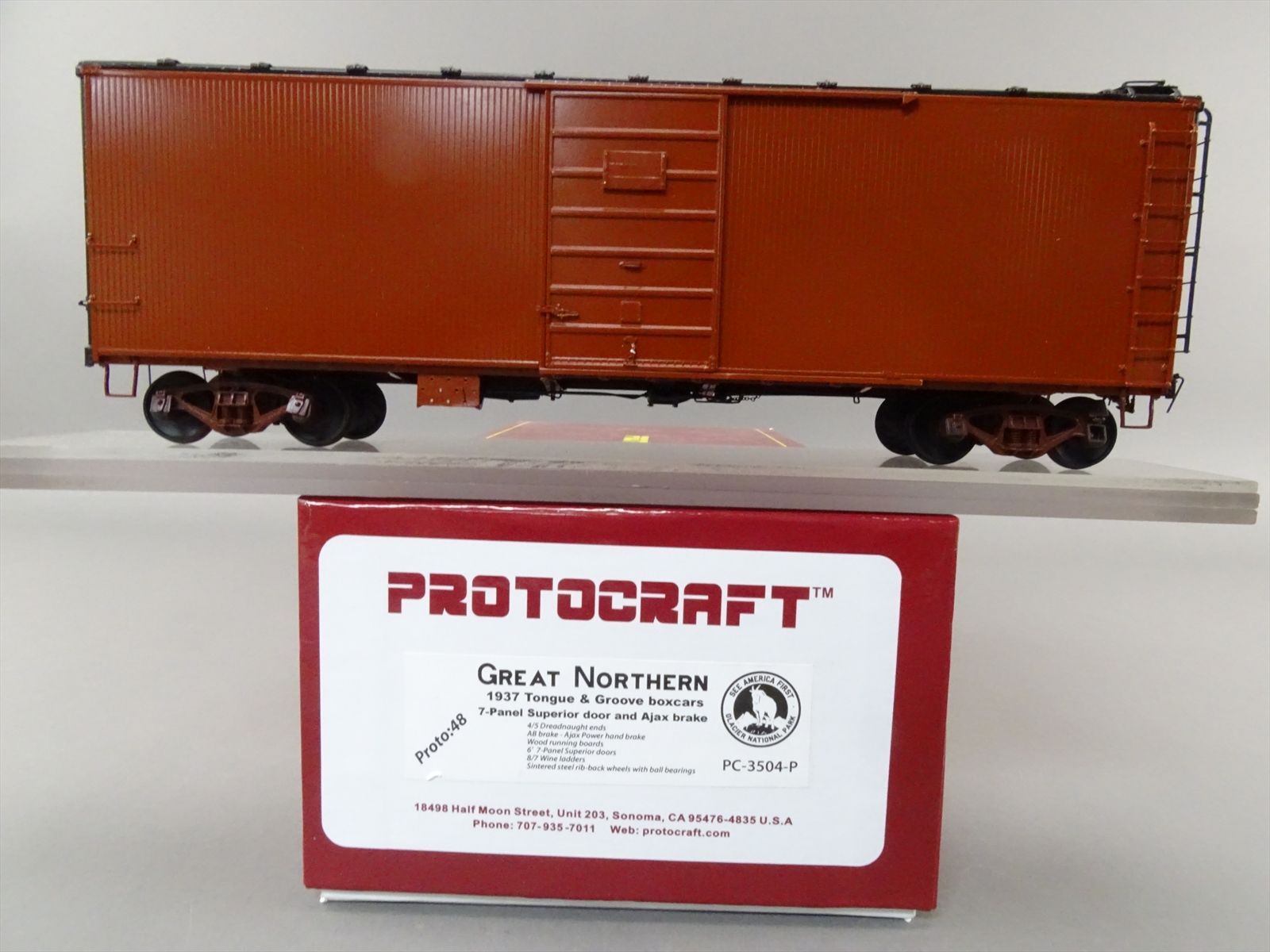 O Proto:48 Brass Model - Protocraft PC-3504-P GN Great Northern Tongue & Groove Boxcar - Custom ...