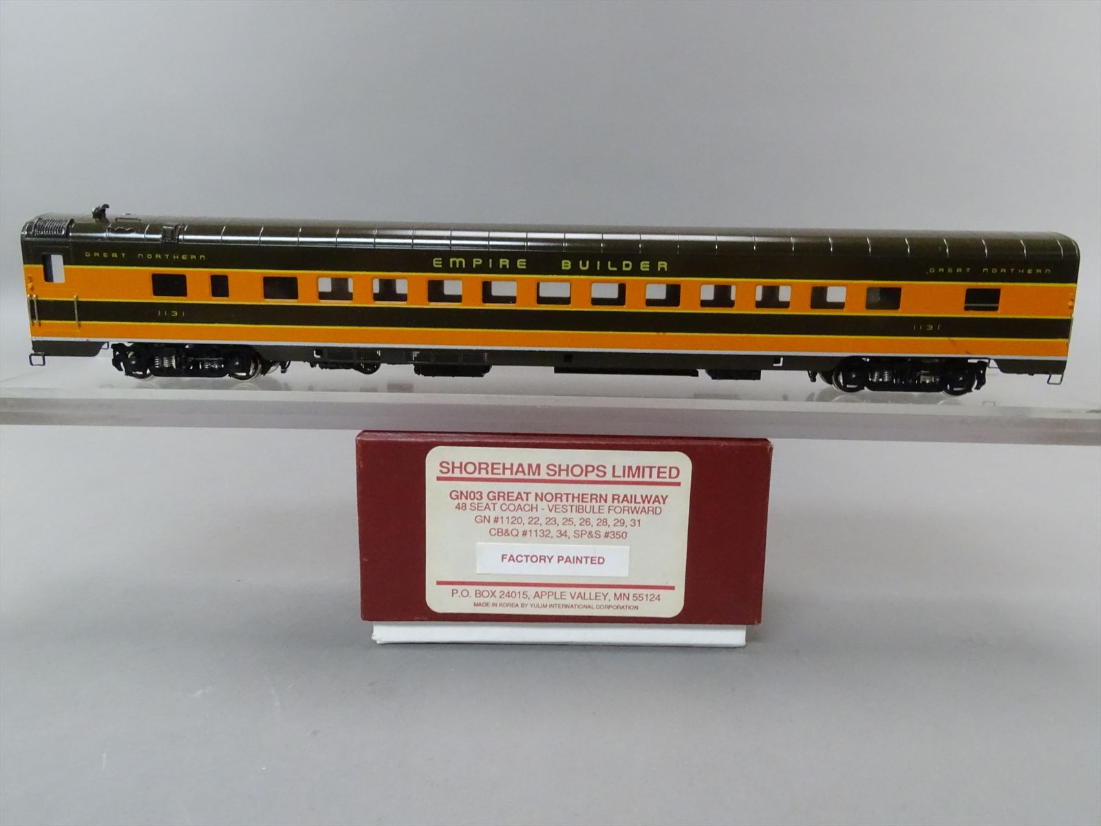 HO Brass Model - SSL GN03 GN Great Northern 48 Seat Coach Vestibule Forward #1131 - F/P - 1993 ...