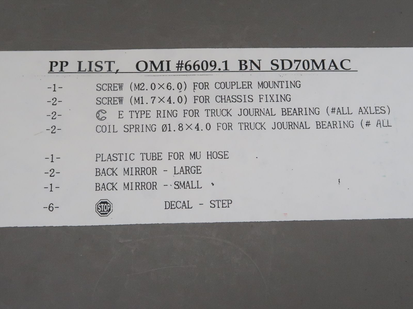 HO Brass Model - OMI 6609.1 BN Burlington Northern SD70MAC #9604 - F/P ...