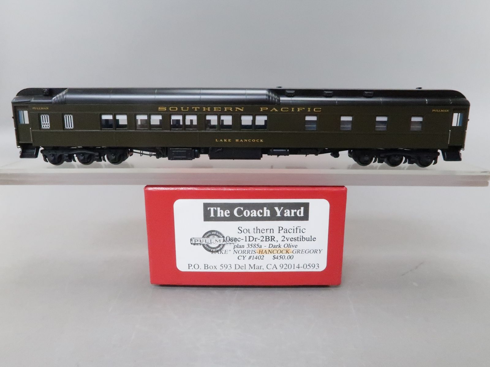 HO Brass Model - TCY 1402 SP Southern Pacific 10-1-2 Sleeper Dark Olive ...