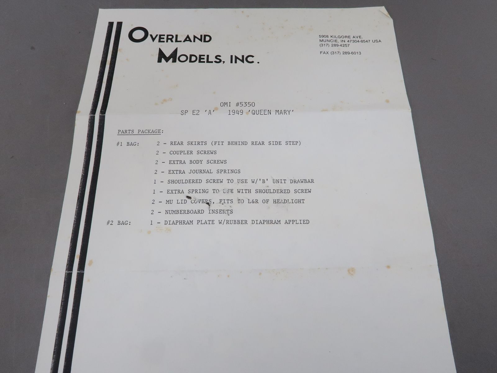 HO Brass Model - OMI 5350 SP Southern Pacific E2 E2A Queen Mary 1949 #6017A - Unpainted - 1990 ...