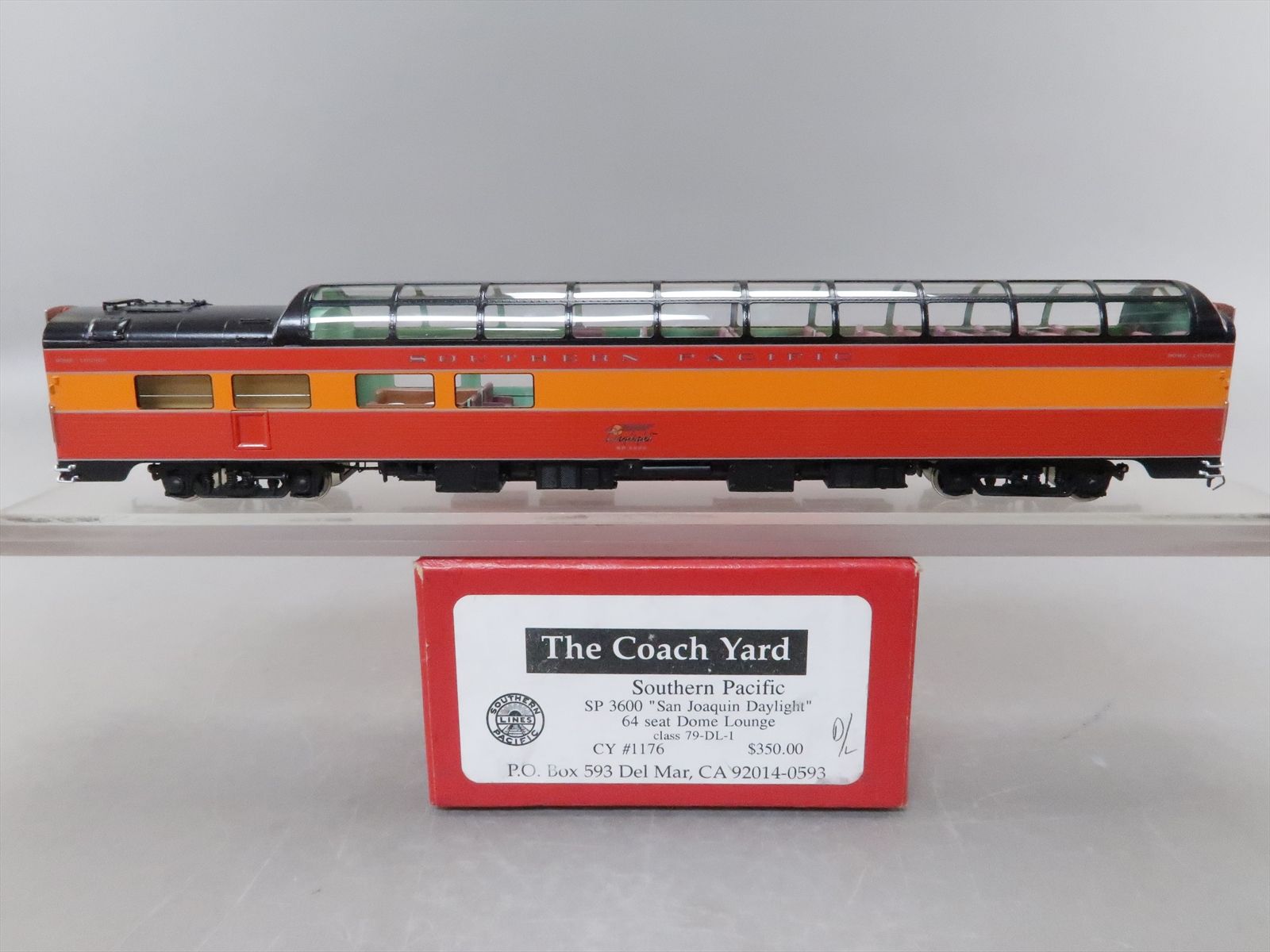 HO Brass Model - TCY 1176 SP Southern Pacific 64-Seat Dome Lounge 79-DL-1 Daylight #3600 ...