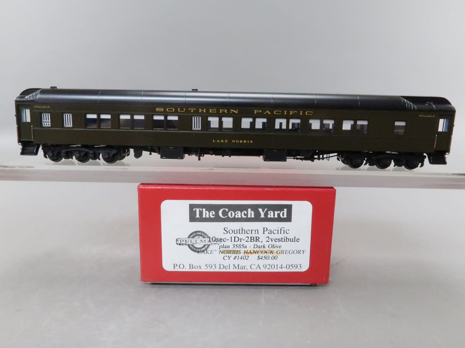 HO Brass Model - TCY 1402 SP Southern Pacific 10-1-2 Sleeper Dark Olive ...