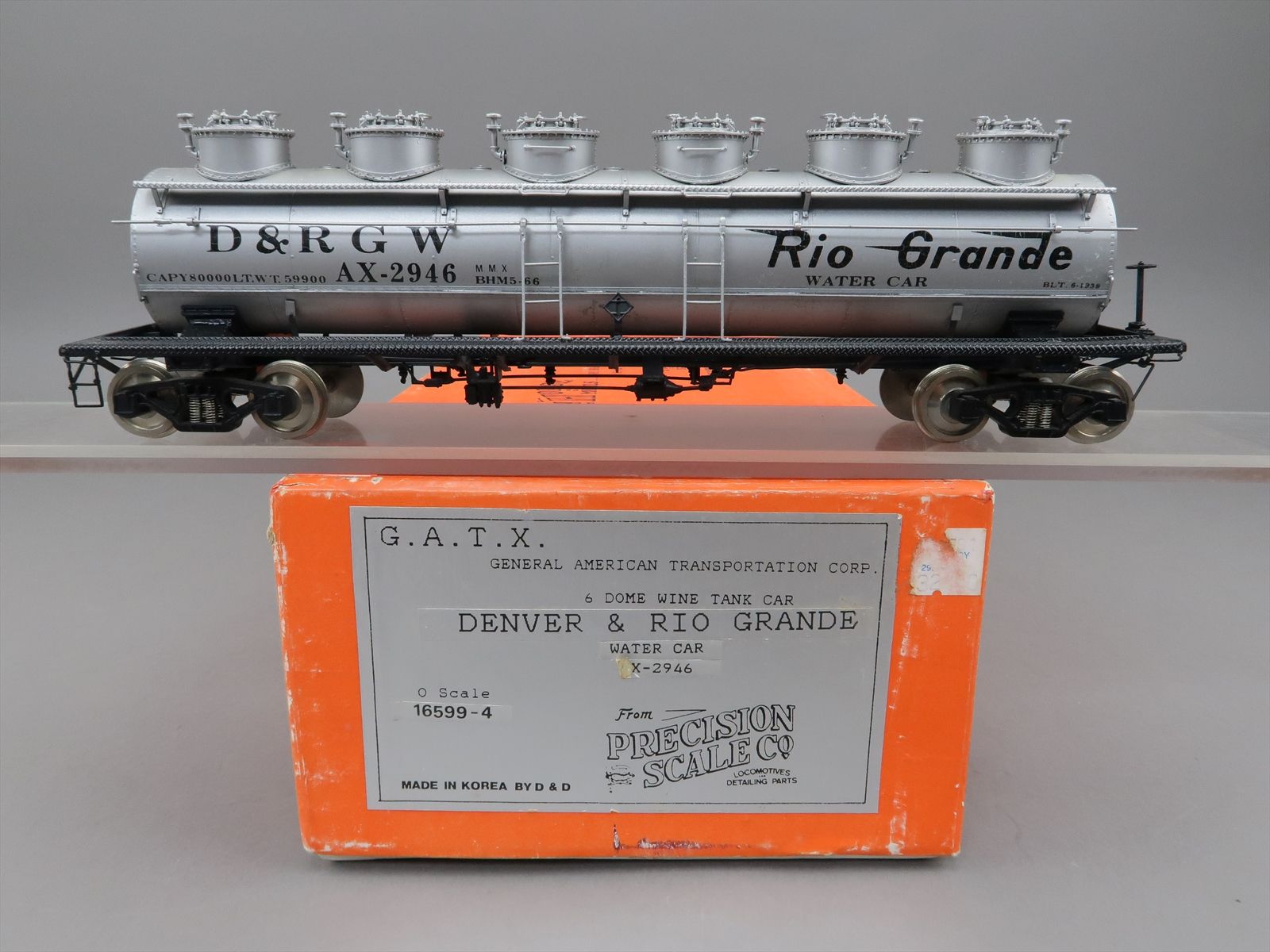 O Brass Model - PSC 16599-4 D&RGW Rio Grande GATX 6 Dome Wine Tank Car ...