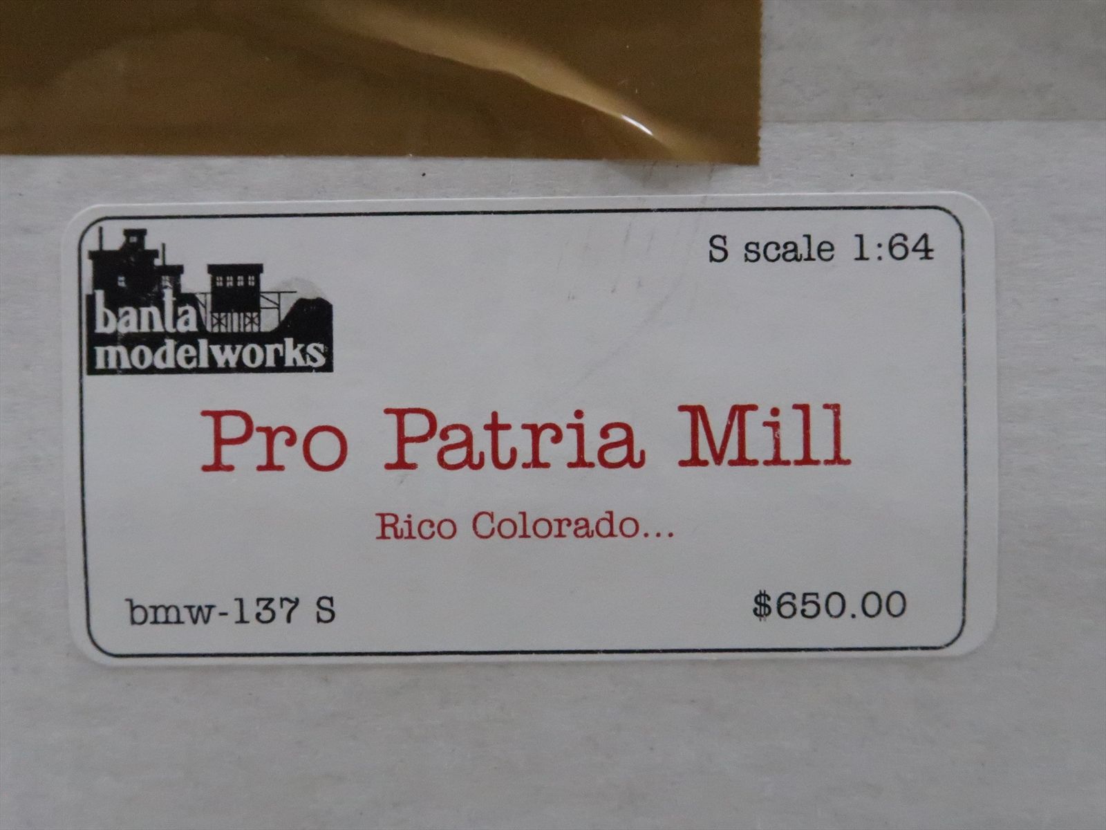 S Unassembled Craftsman Kit - Banta 137S Pro Patria Mill Rico Colorado ...
