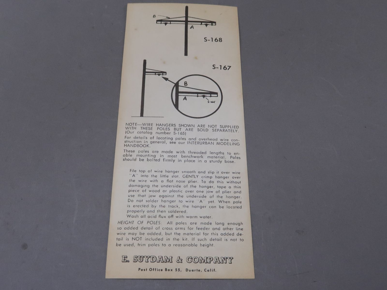 HO Brass Model Structure / Parts - Suydam Trolley Line Poles ...