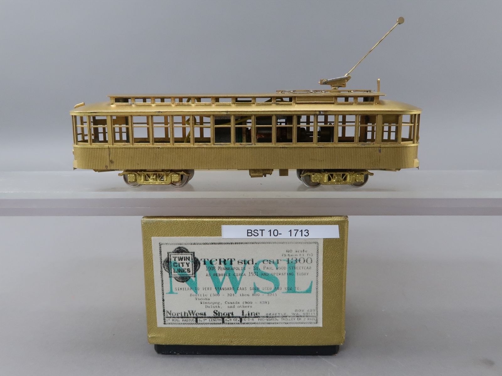 HO Brass Model - NWSL - Twin Cities TCRT #1300 Trolley - Powered ...