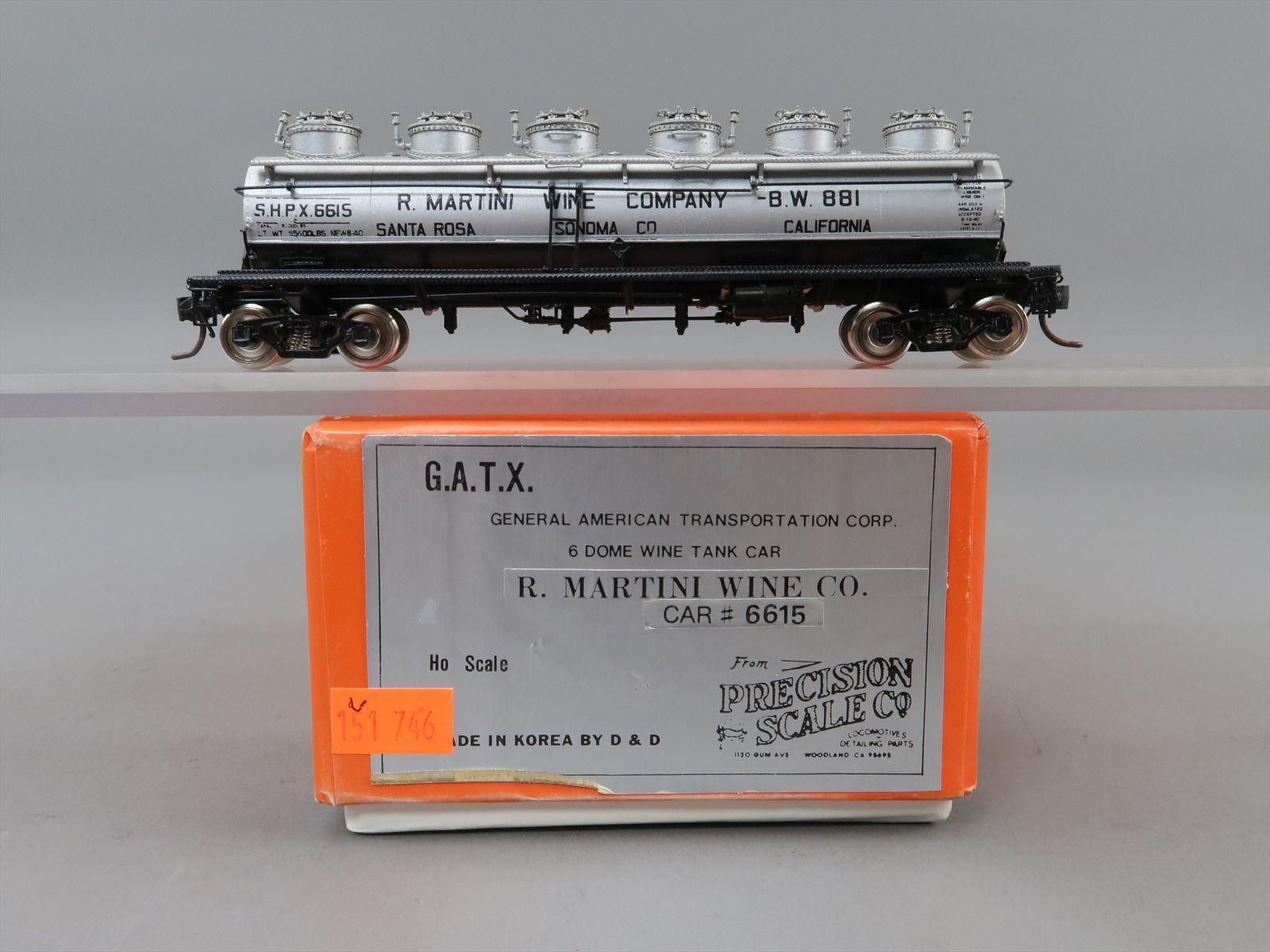 HO Brass Model - PSC GATX R. Martini Wine Co. #6615 6 Dome Tank Car - F ...