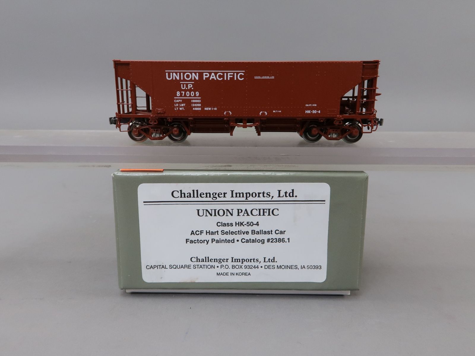HO Brass Model - CIL 2386.1 UP Union Pacific HK-50-4 ACF Hart Selective Ballast Car #87009 - F/P ...