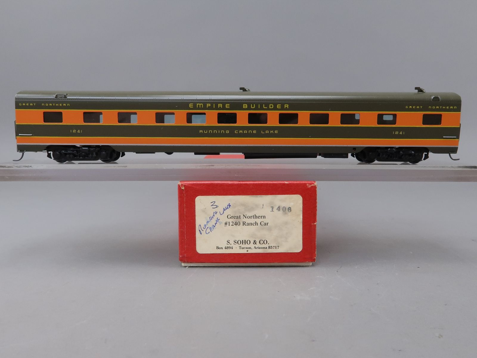 HO Brass Model - Soho 1406 GN Great Northern Ranch Car #1241 RUNNING ...