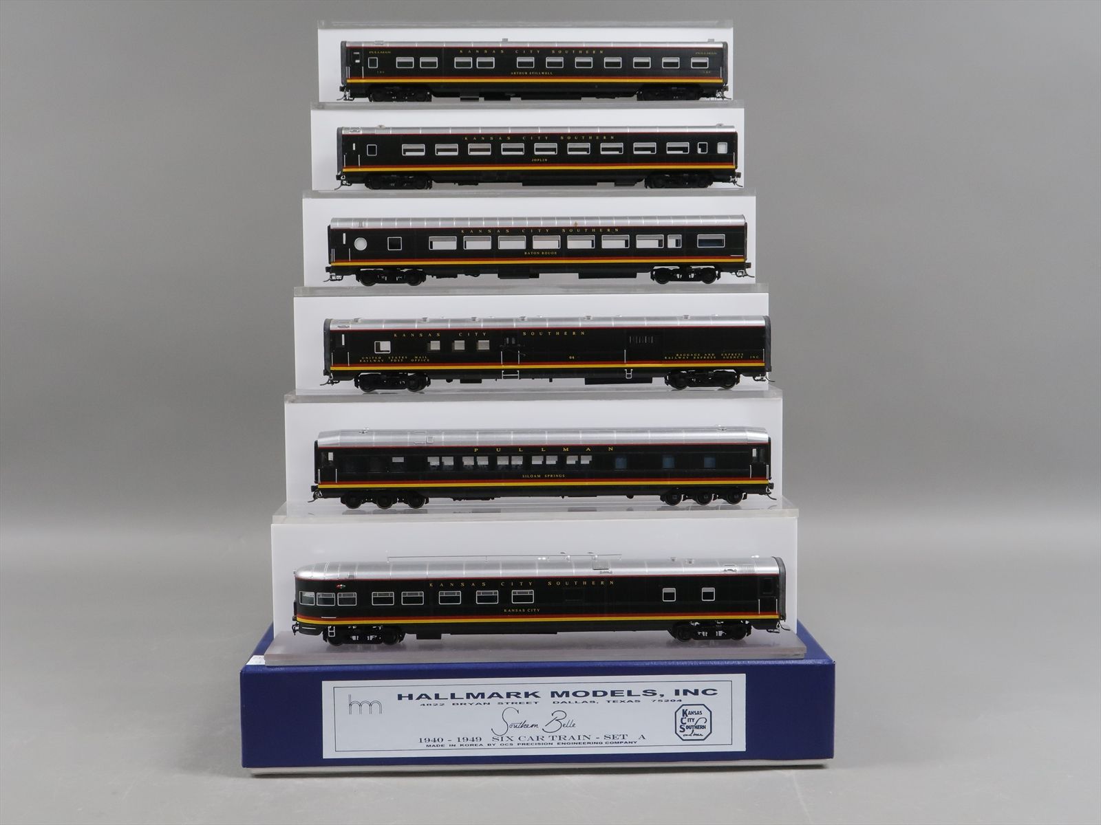 HO Brass Model - HM Hallmark KCS Kansas City Southern Belle 1940 - 1949 Six Car Train Set A - F ...