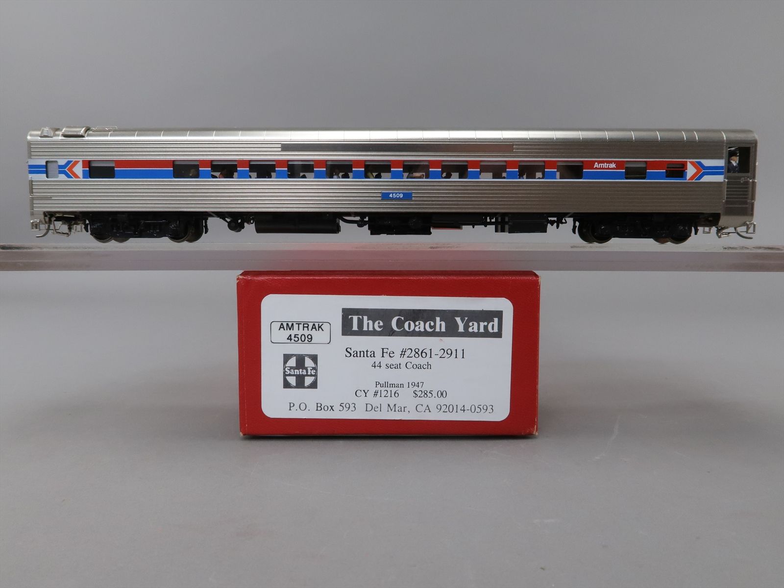 HO Brass Model - TCY 1216 AT&SF as Amtrak 44 Seat Coach #4509 - Pro ...