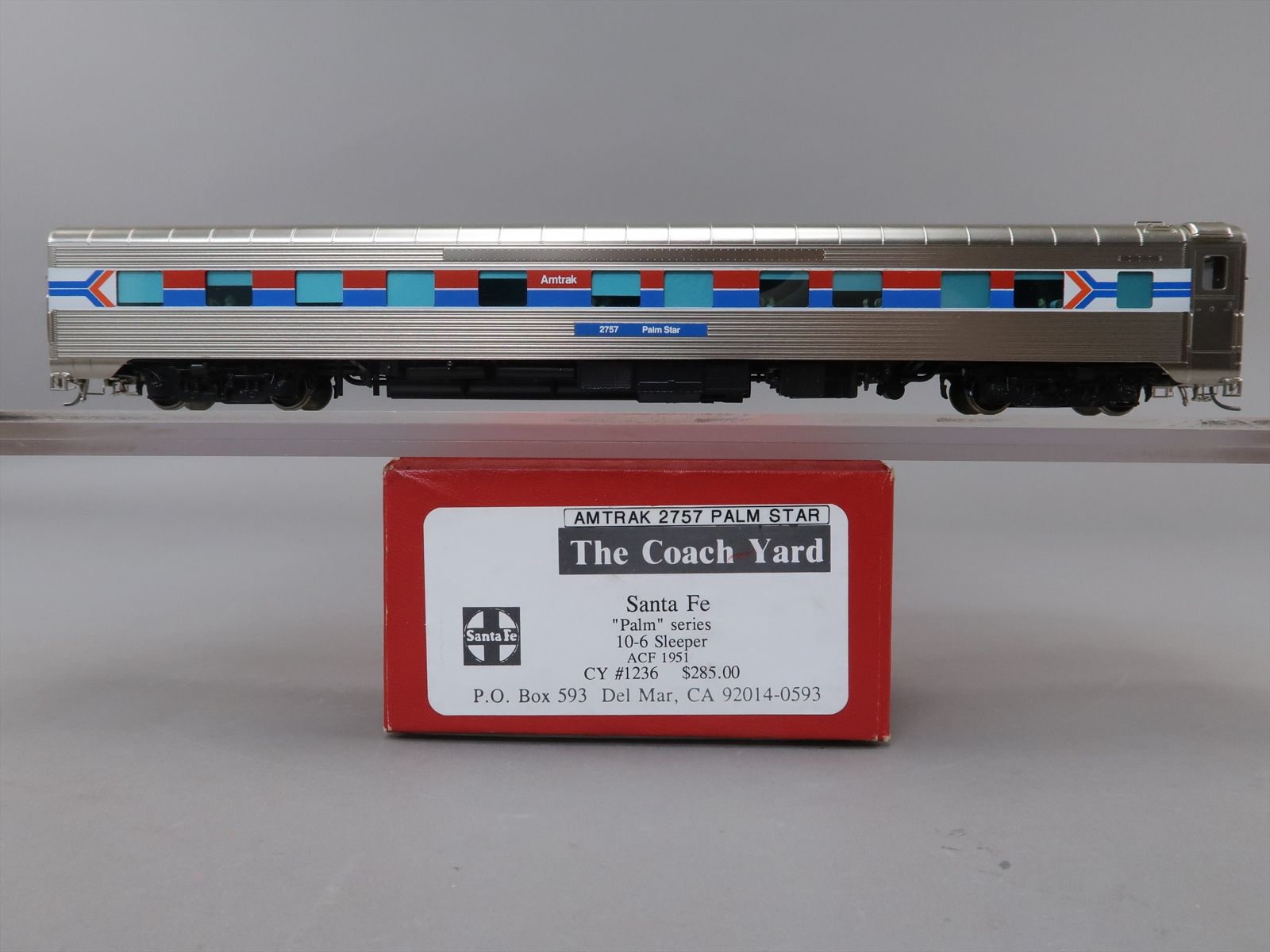 HO Brass Model - TCY 1236 AT&SF as Amtrak 10-6 Sleeper PALM STAR #2757 - Pro Paint + Detailed by ...