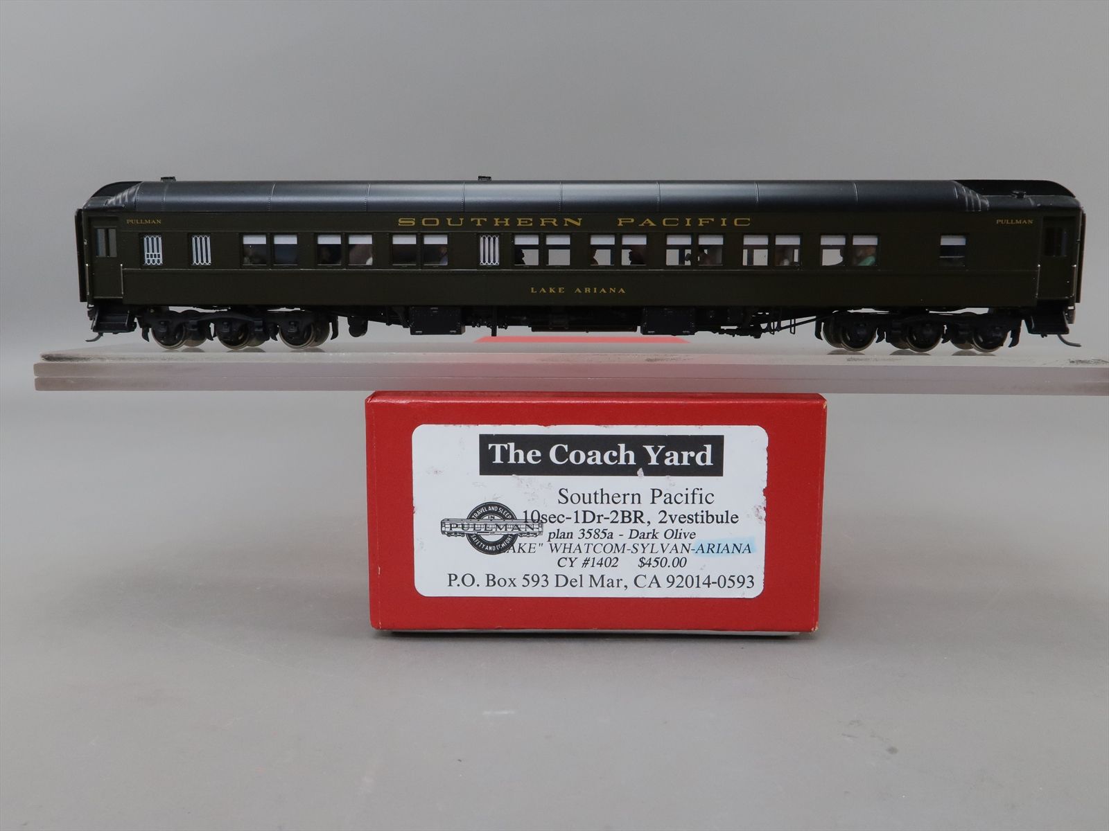 HO Brass Model - TCY 1402 SP Southern Pacific 10-1-2 Sleeper Dark Olive ...