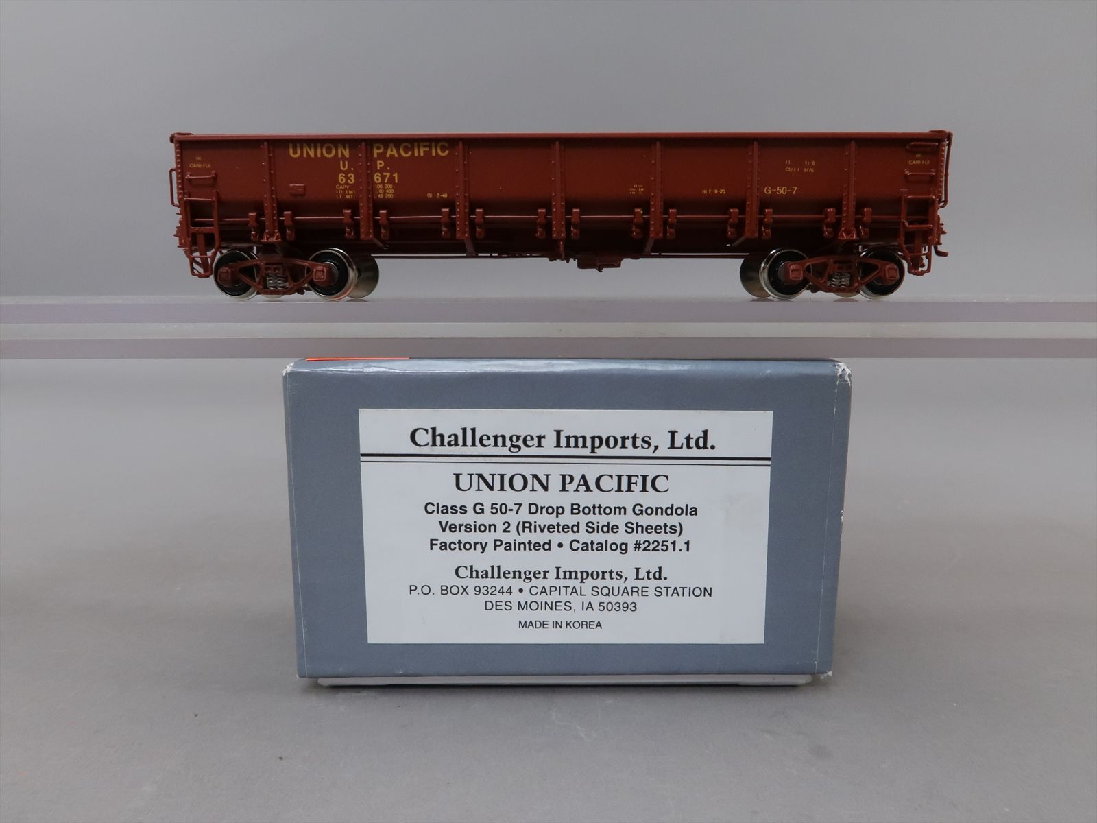 HO Brass Model - CIL 2251.1 UP Union Pacific G 50-7 Drop Bottom Gondola ...